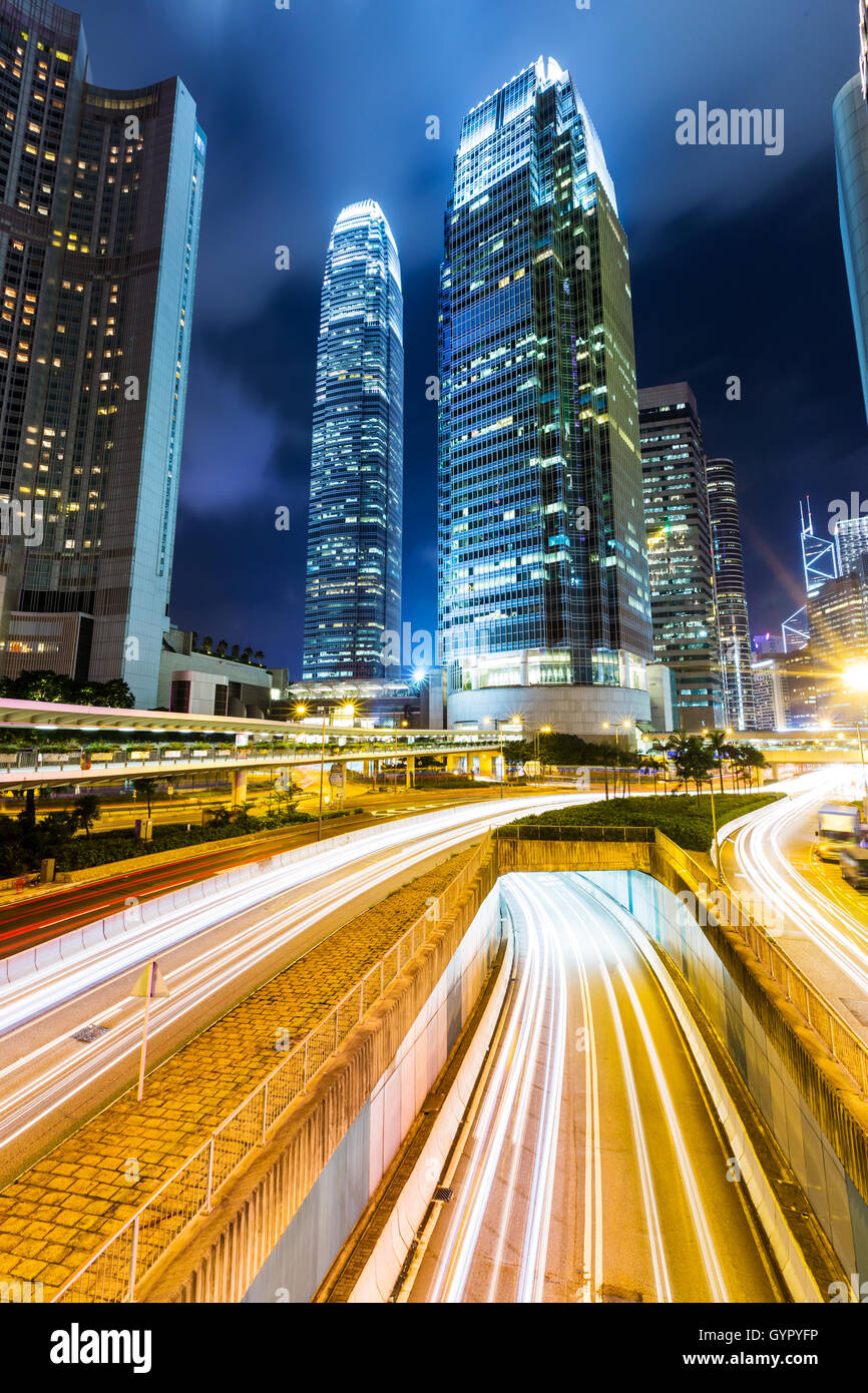 Busy traffic in Hong Kong at night Stock Photo - Alamy