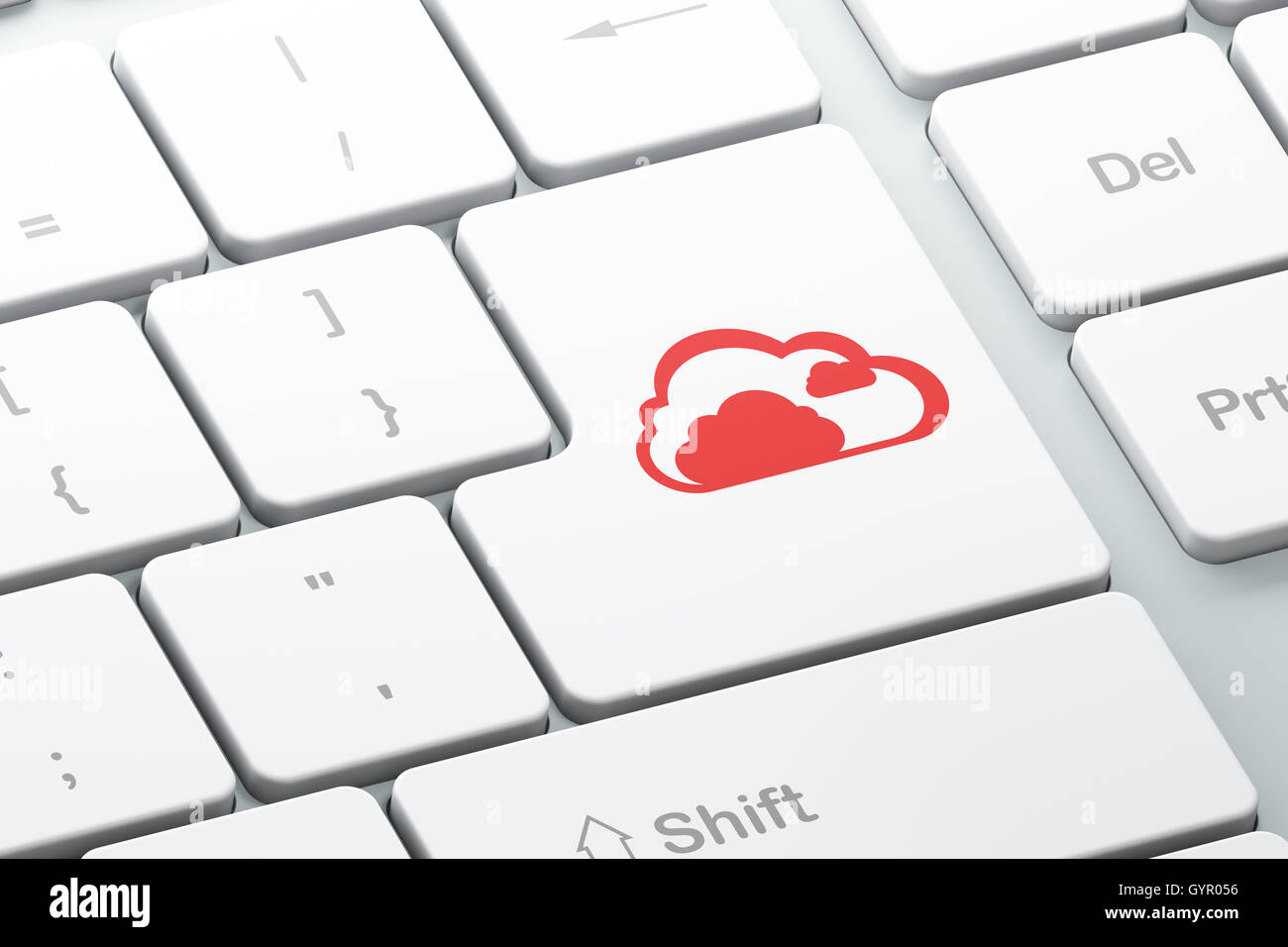 Cloud technology concept: Cloud on computer keyboard background Stock ...