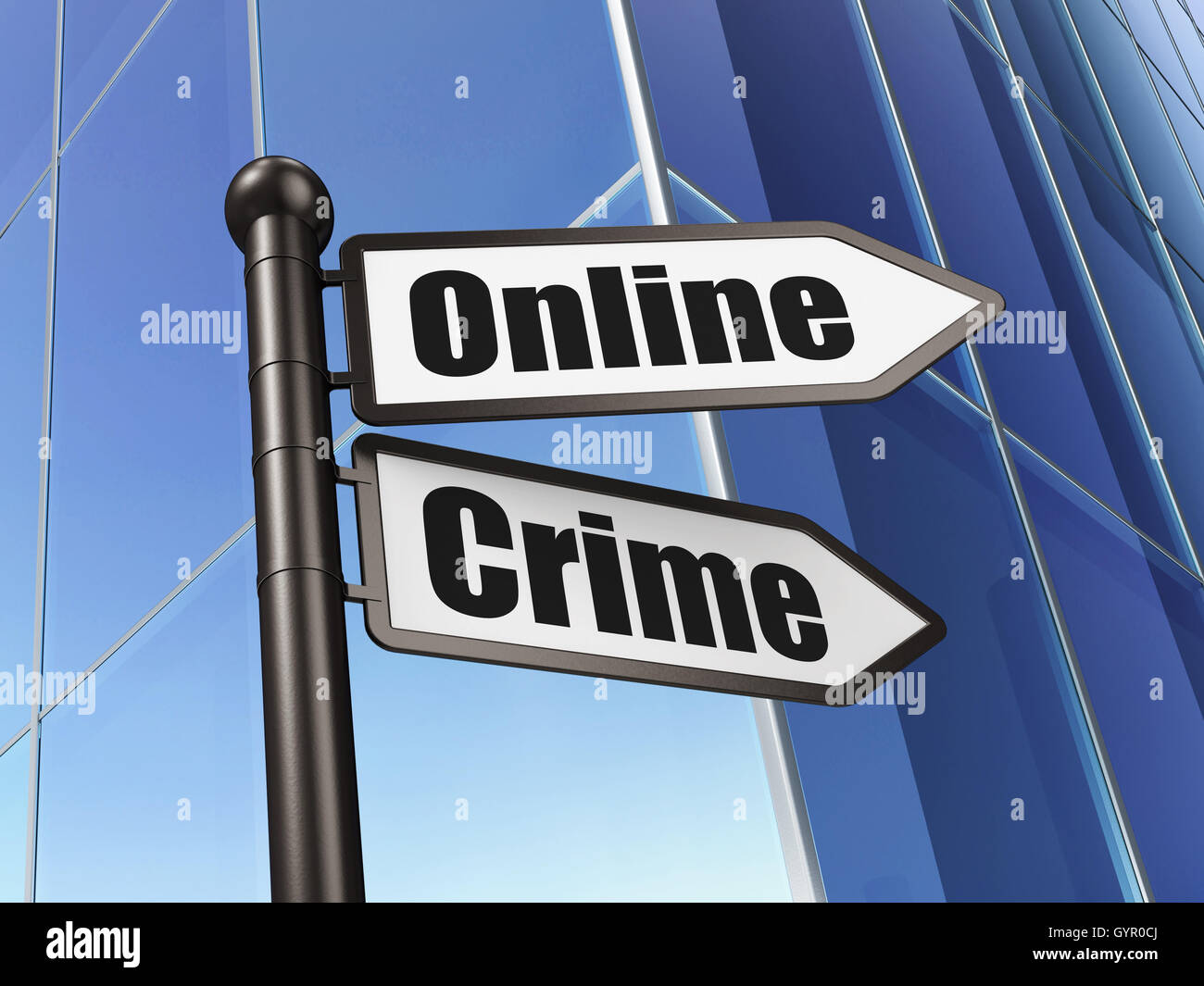 Protection concept: sign Online Crime on Building background Stock ...