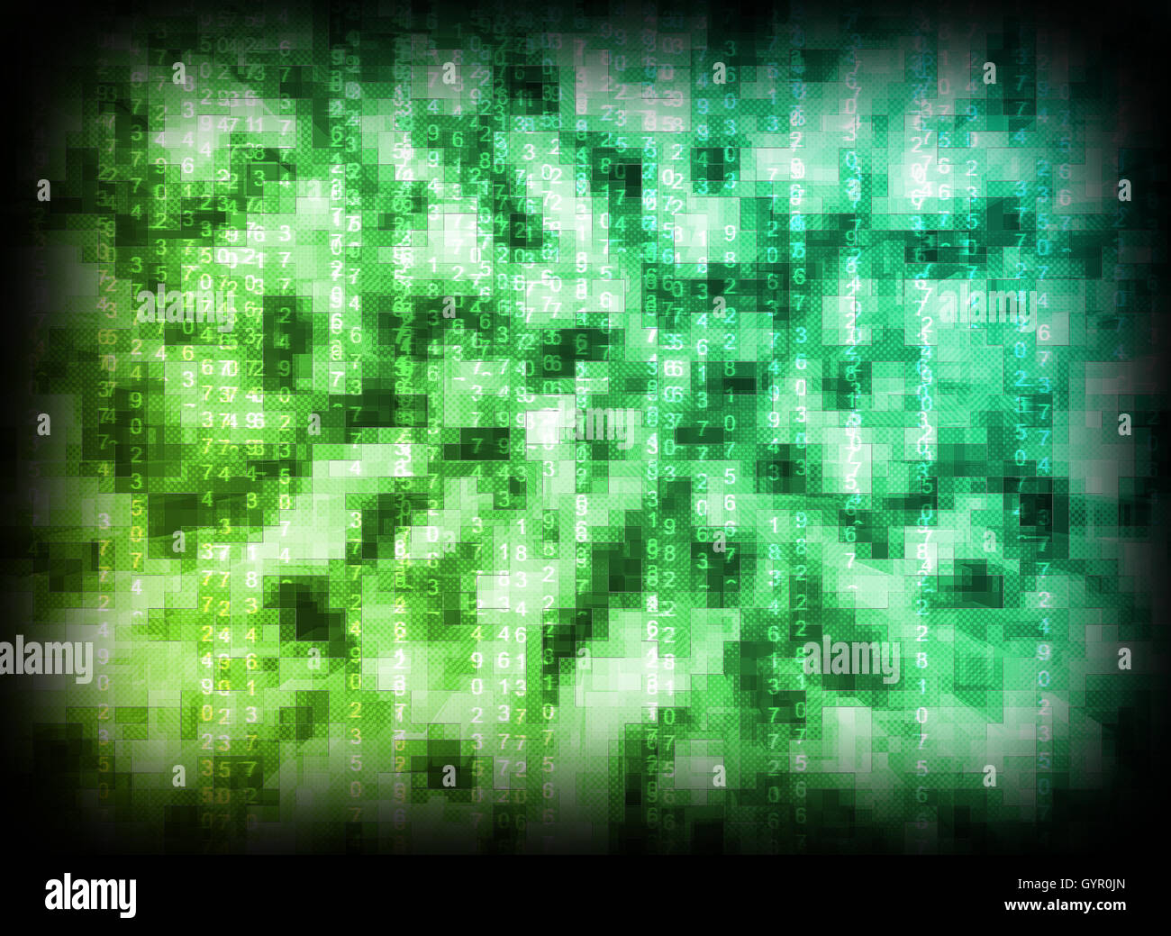 Glowing digital code on a dark background Stock Photo - Alamy