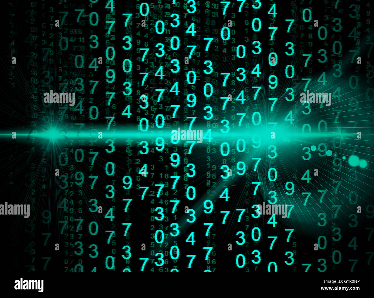 Glowing digital code on a dark background Stock Photo - Alamy