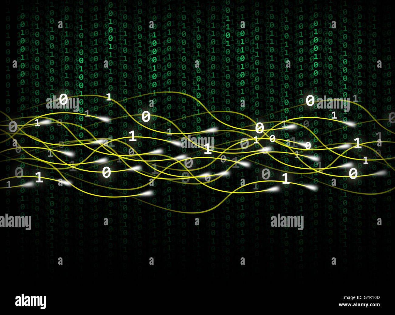 Glowing digital code on a dark background Stock Photo - Alamy