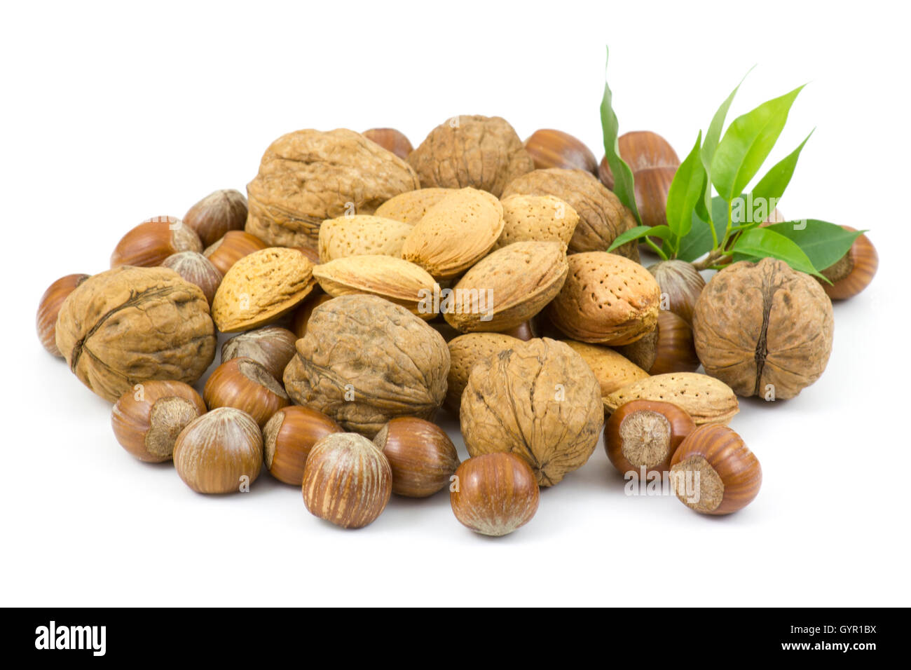 nuts on white background Stock Photo - Alamy