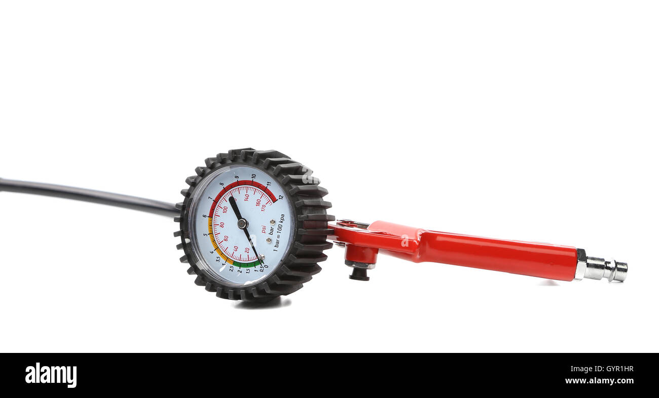 Manometer for car tyre pressure setting Stock Photo - Alamy