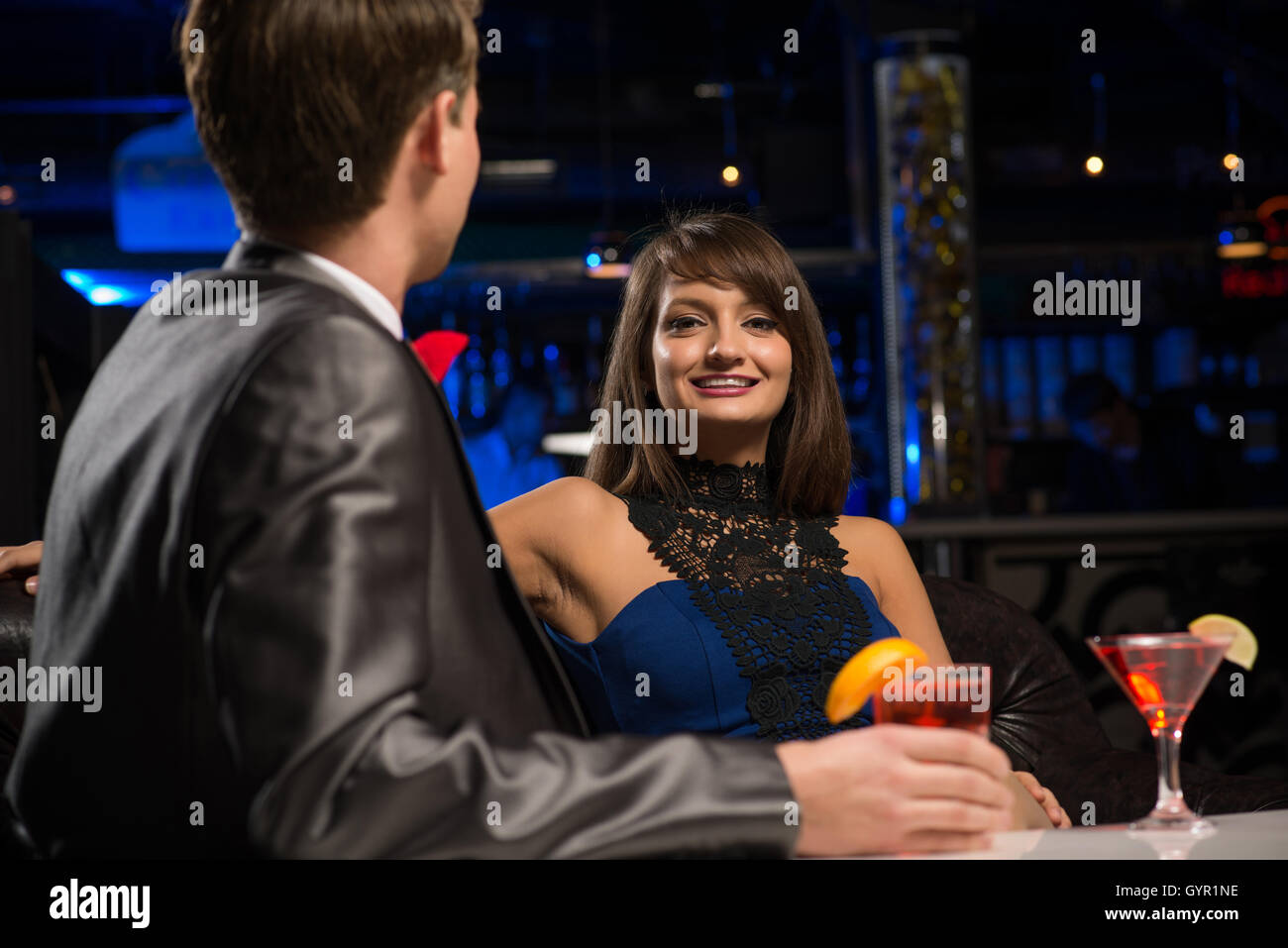 portrait of a woman in a nightclub Stock Photo - Alamy