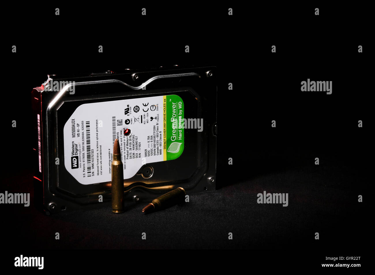 Western Digital Hard Drive with 5.56mm Bullet Hole Stock Photo - Alamy