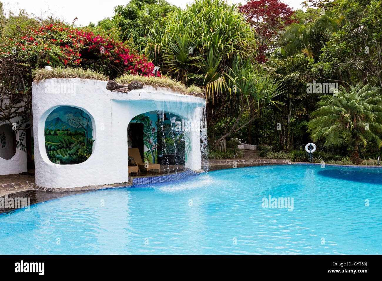 Heredia, Costa Rica - May 01 : relaxing swimming pool with a water fall ...
