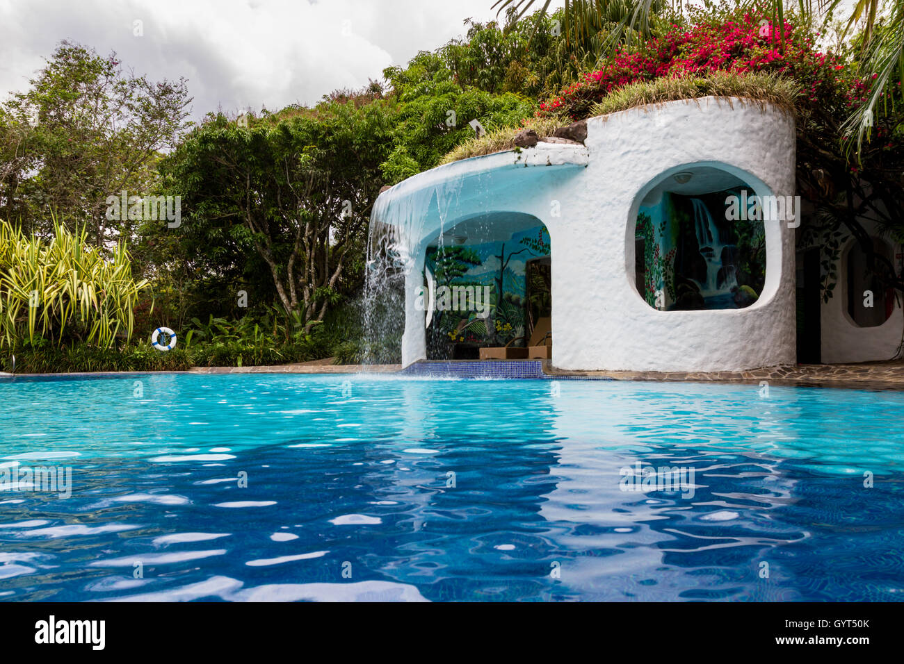 Heredia, Costa Rica - May 01 : relaxing swimming pool with a water fall ...