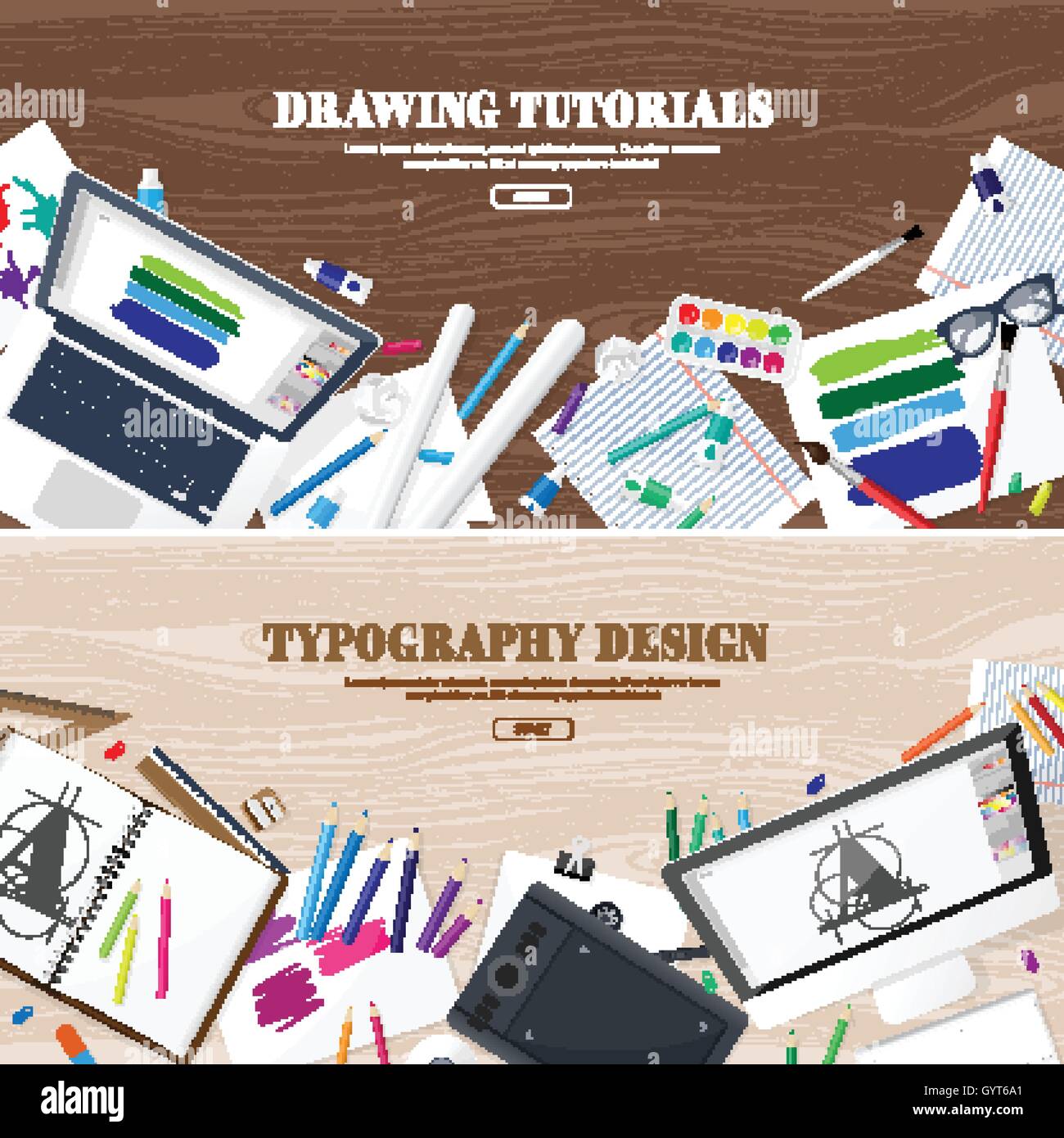 Digital drawing, graphic design. Workplace, equipment for designer. Ui ...