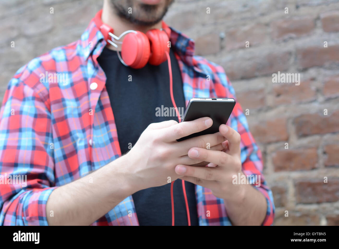 Man using mobile smartphone. Technology concept Stock Photo - Alamy