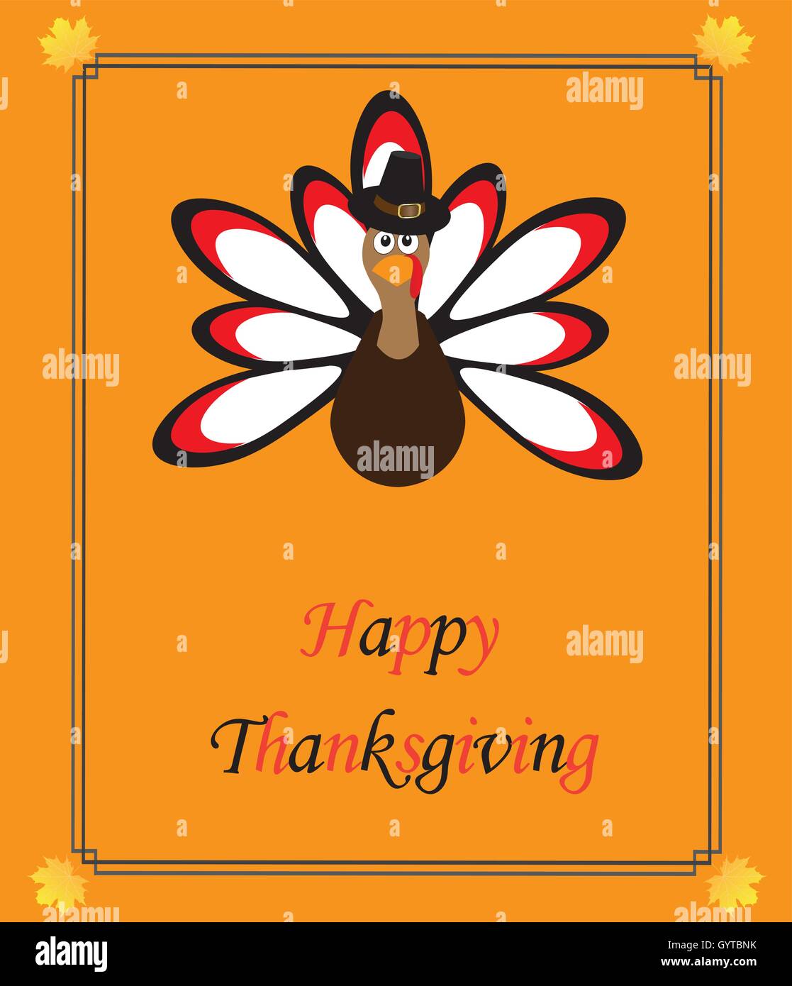 vector illustration of a thanksgiving turkey card Stock Vector Image ...