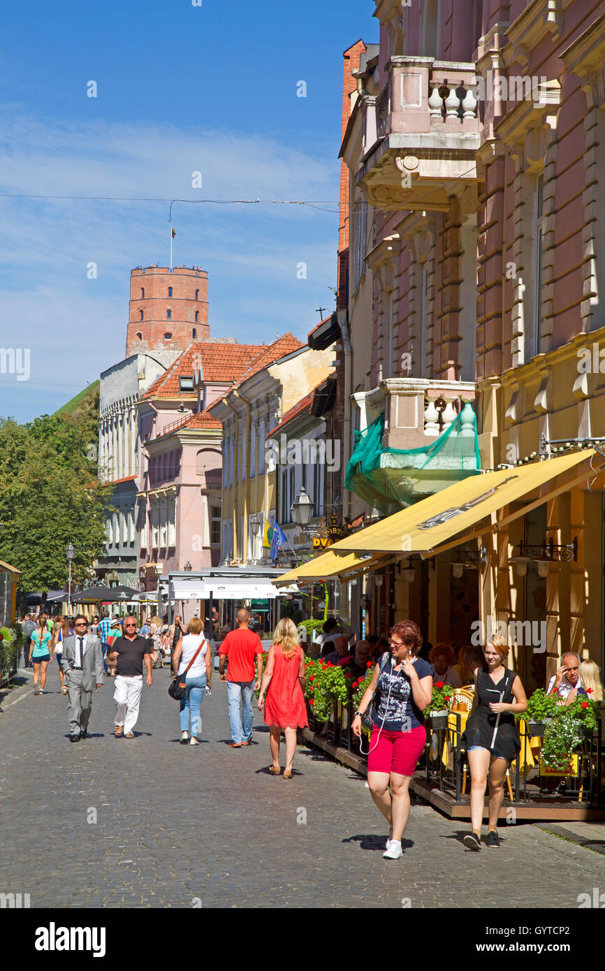 Pilies Street and the upper castle of Gediminas in the old town of ...