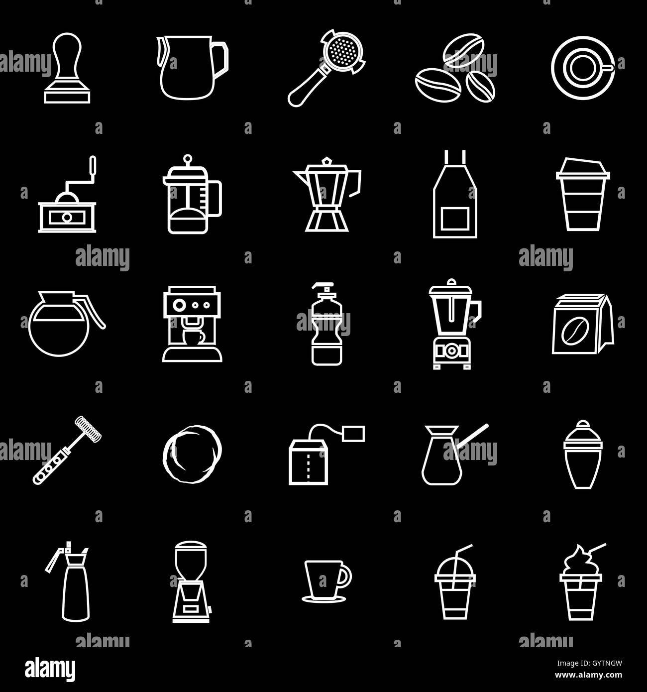 Barista line icon on black background, stock vector Stock Vector Image ...