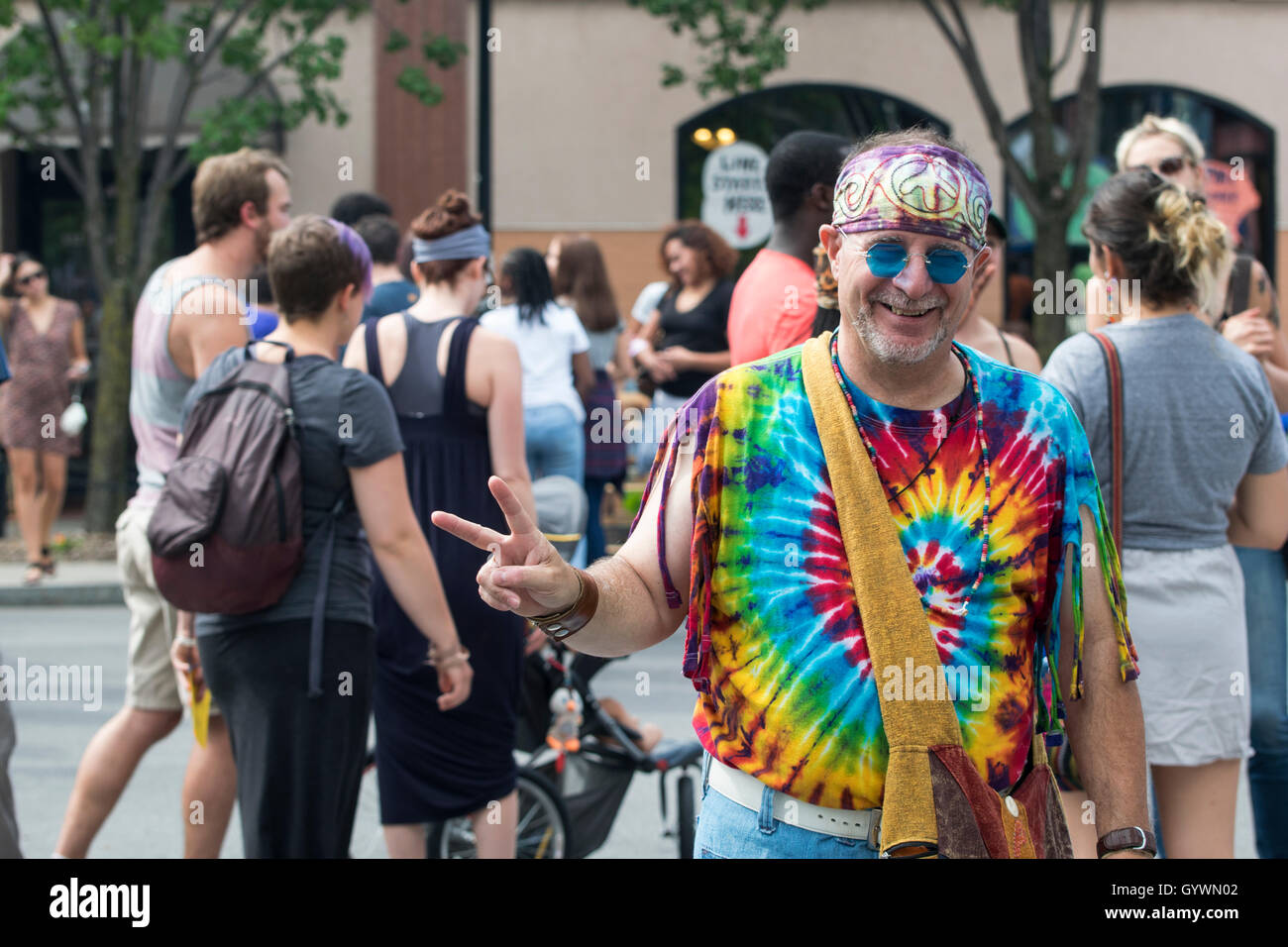 Hippie at a street festival Stock Photo - Alamy