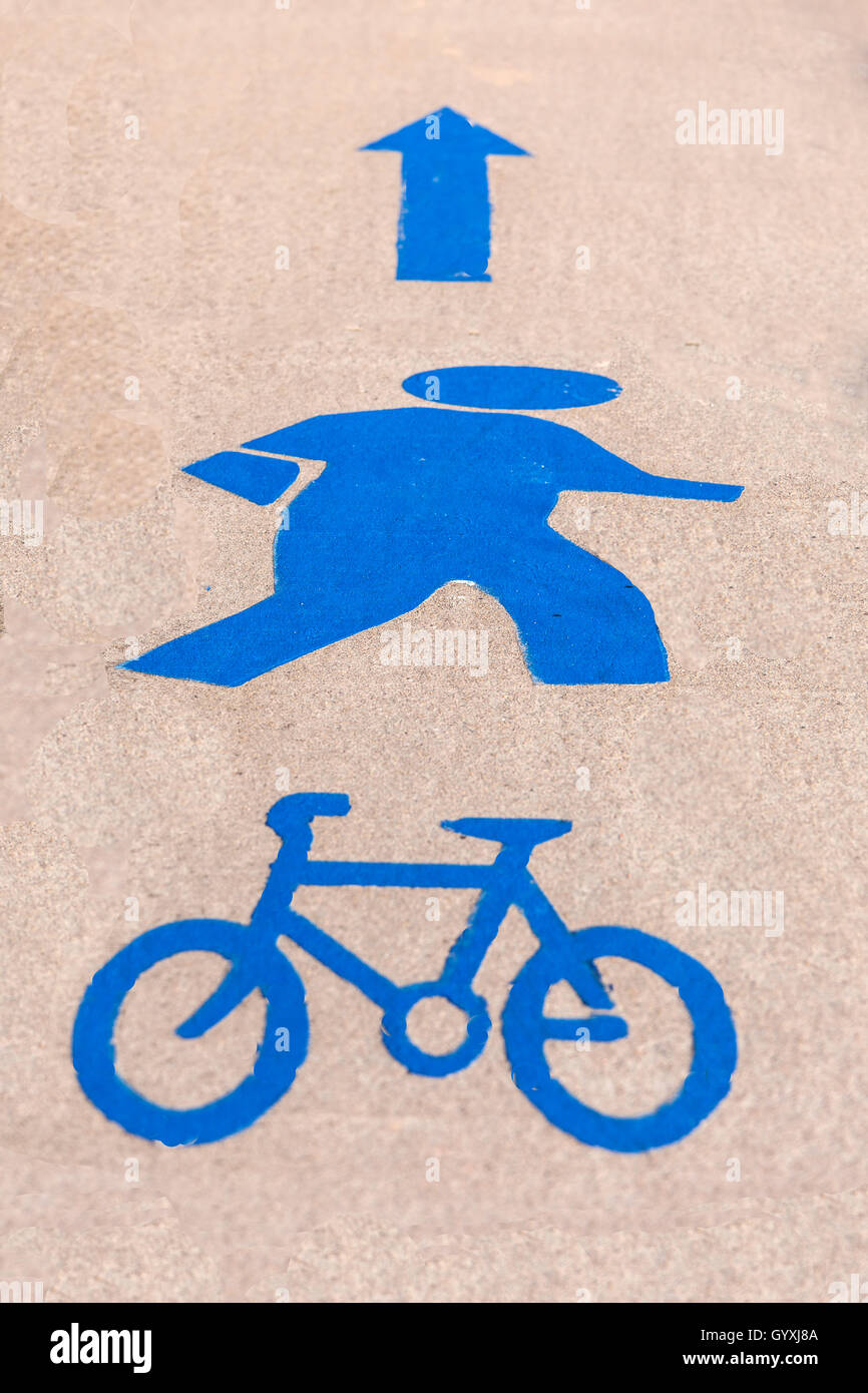 Blue pavements paths walkers symbols alerts advice footpath walkway hi ...