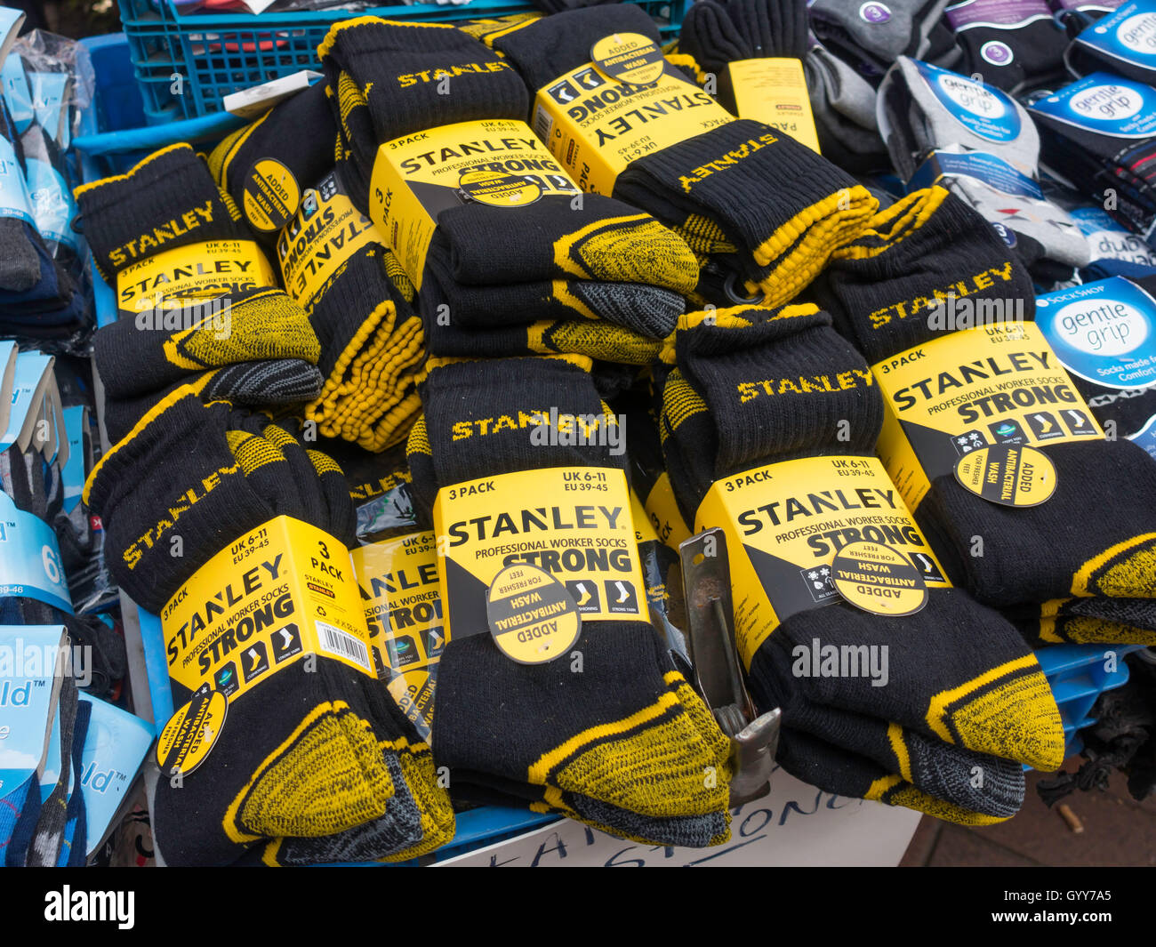 Market stall Stanley Brand professional working socks for wearing under ...