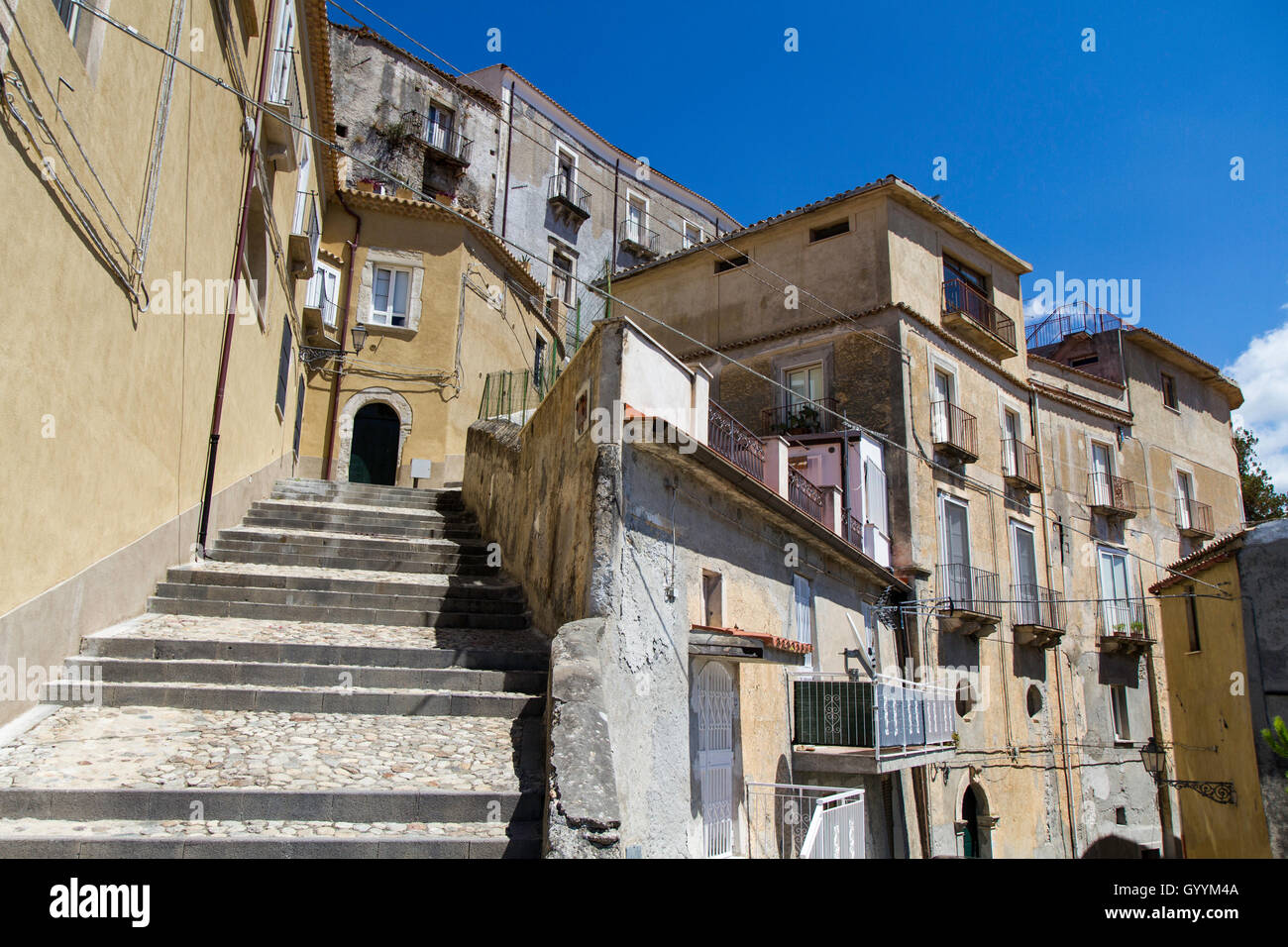 panorama of the houses in the old town of Amantea, Calabria Italy Stock ...