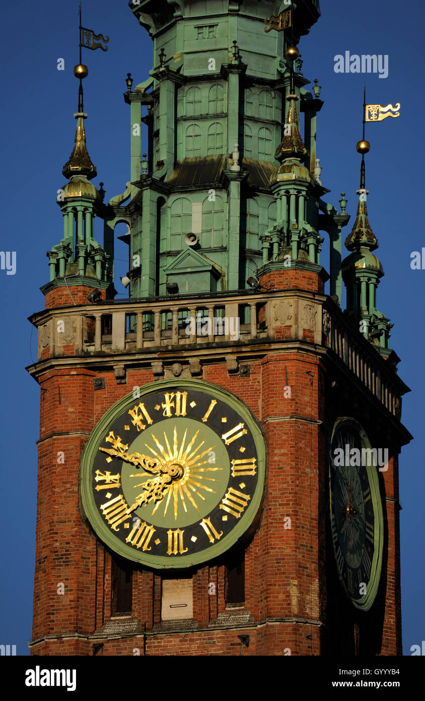 Poland. Gdansk. Town Hall (Ratusz). Built in the 14th century. Detail ...