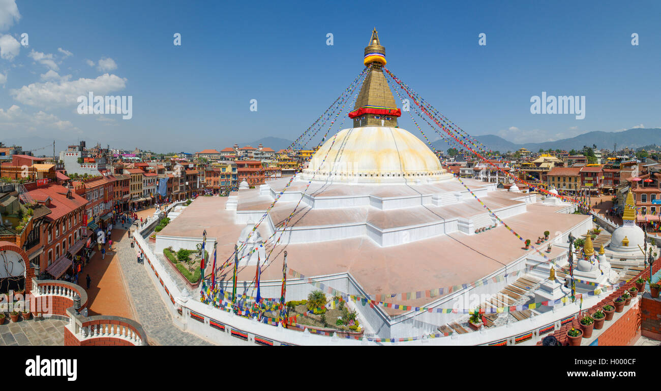 Boudhanath stupa in Kathmandu panorama, the main buddhism shrine of ...