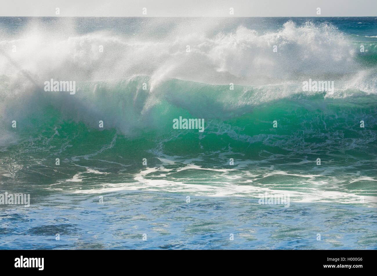 Breaking green wave in the seaside Stock Photo - Alamy