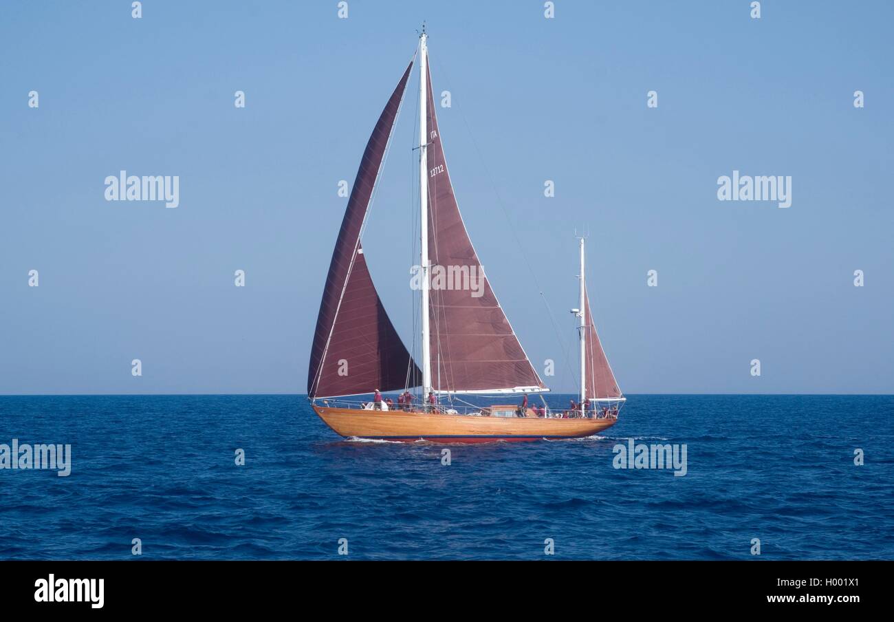 Sailboat in old style Stock Photo - Alamy