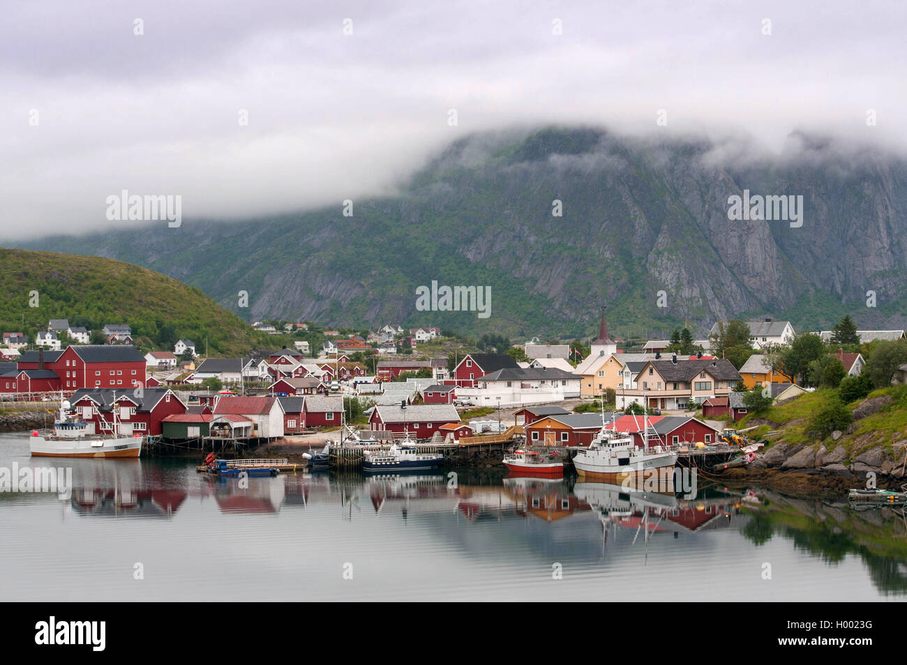 Fishing village on Lofoten Islands in Norway Stock Photo - Alamy