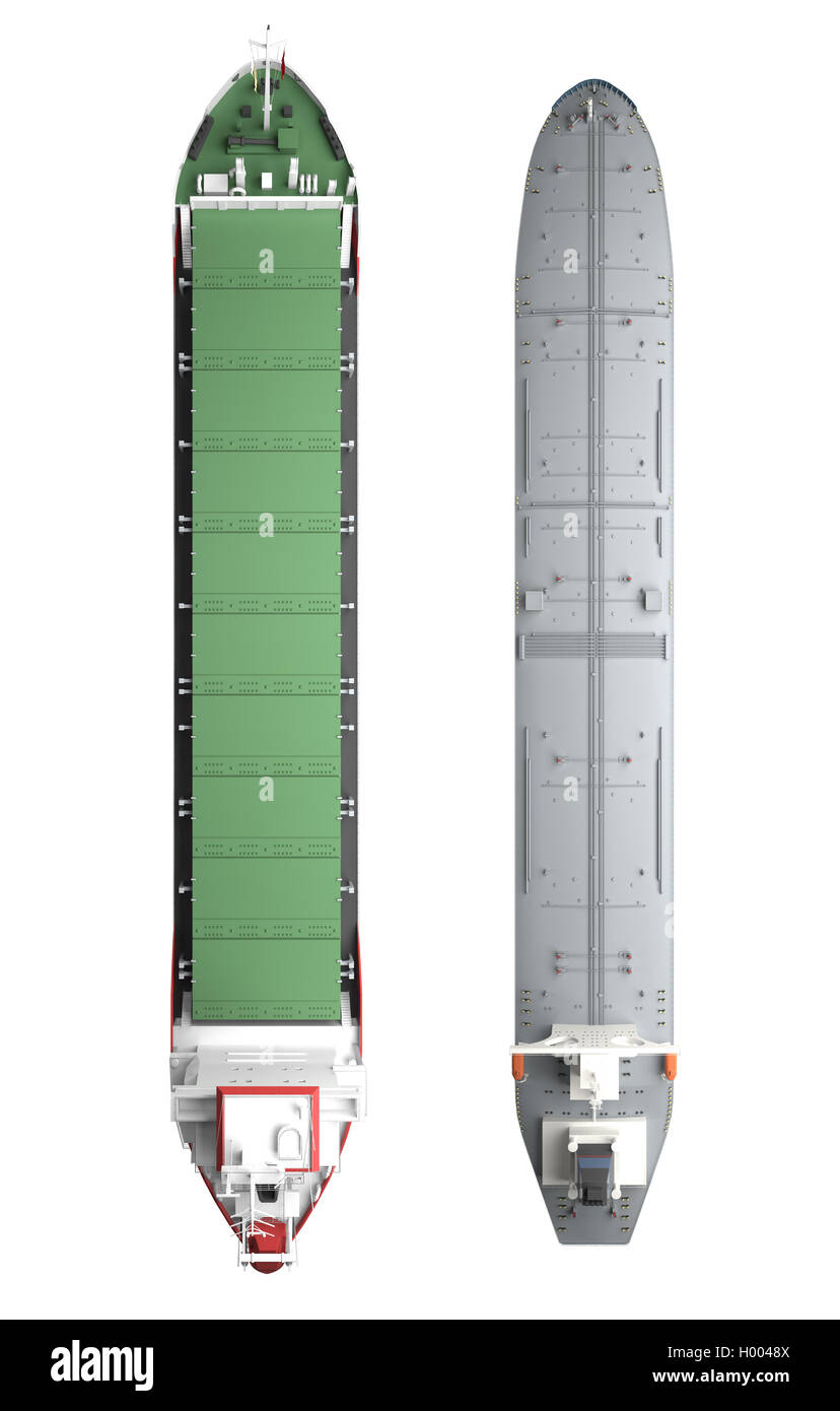 tanker ships top view 3d rendering. isolated on white Stock Photo - Alamy