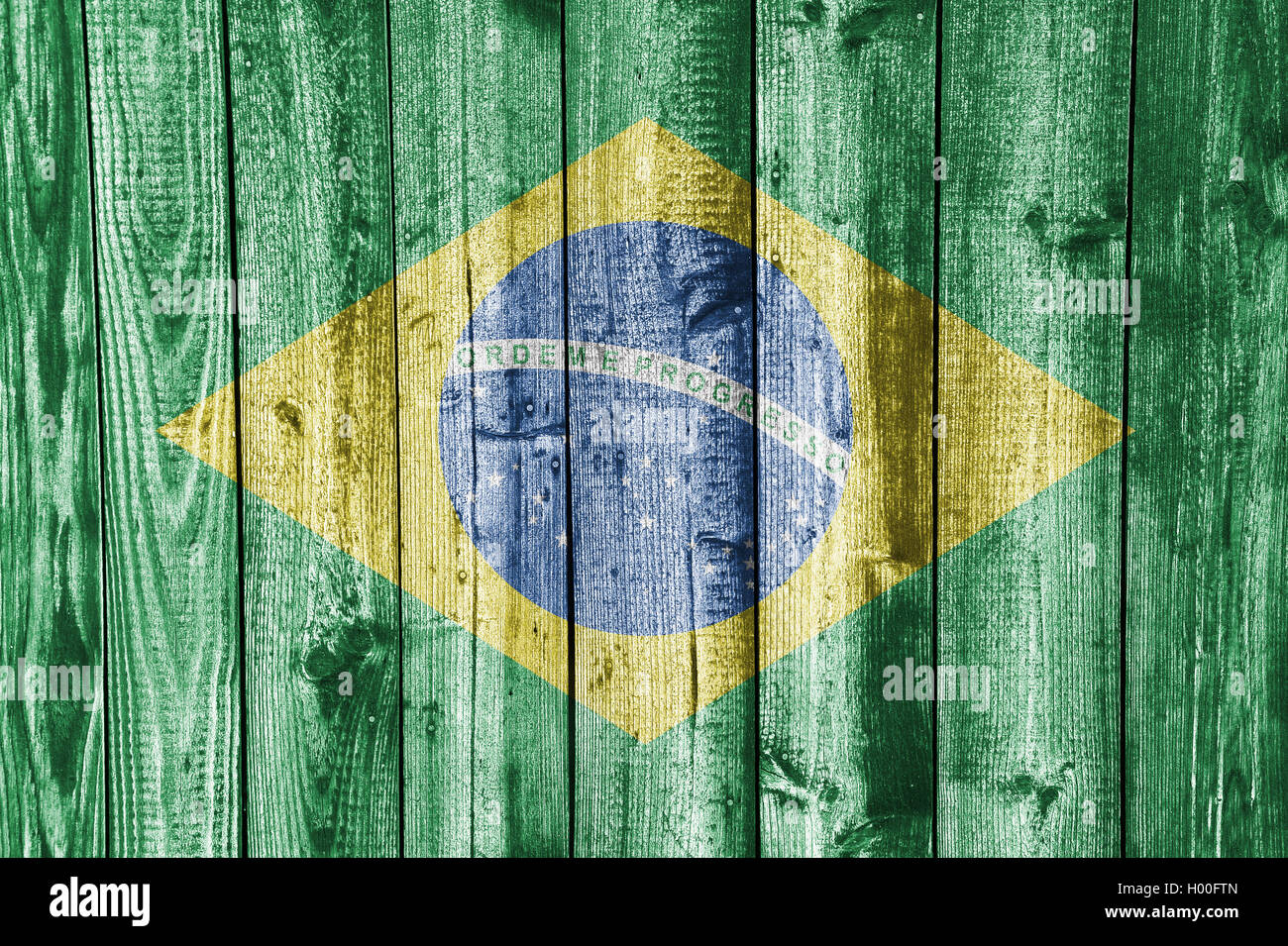 Flag on weathered wood Stock Photo - Alamy