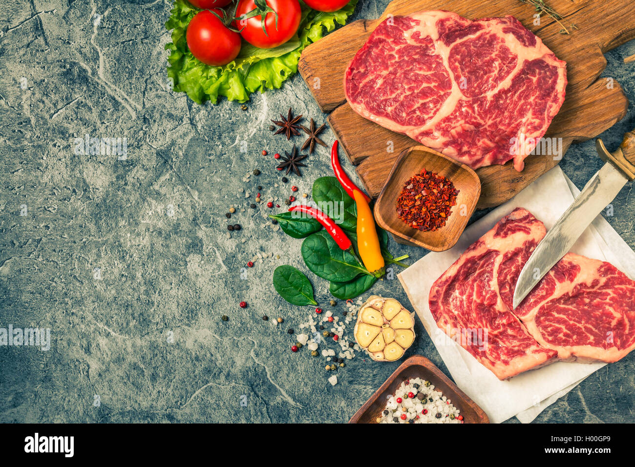 Raw fresh marbled meat Steak Stock Photo - Alamy