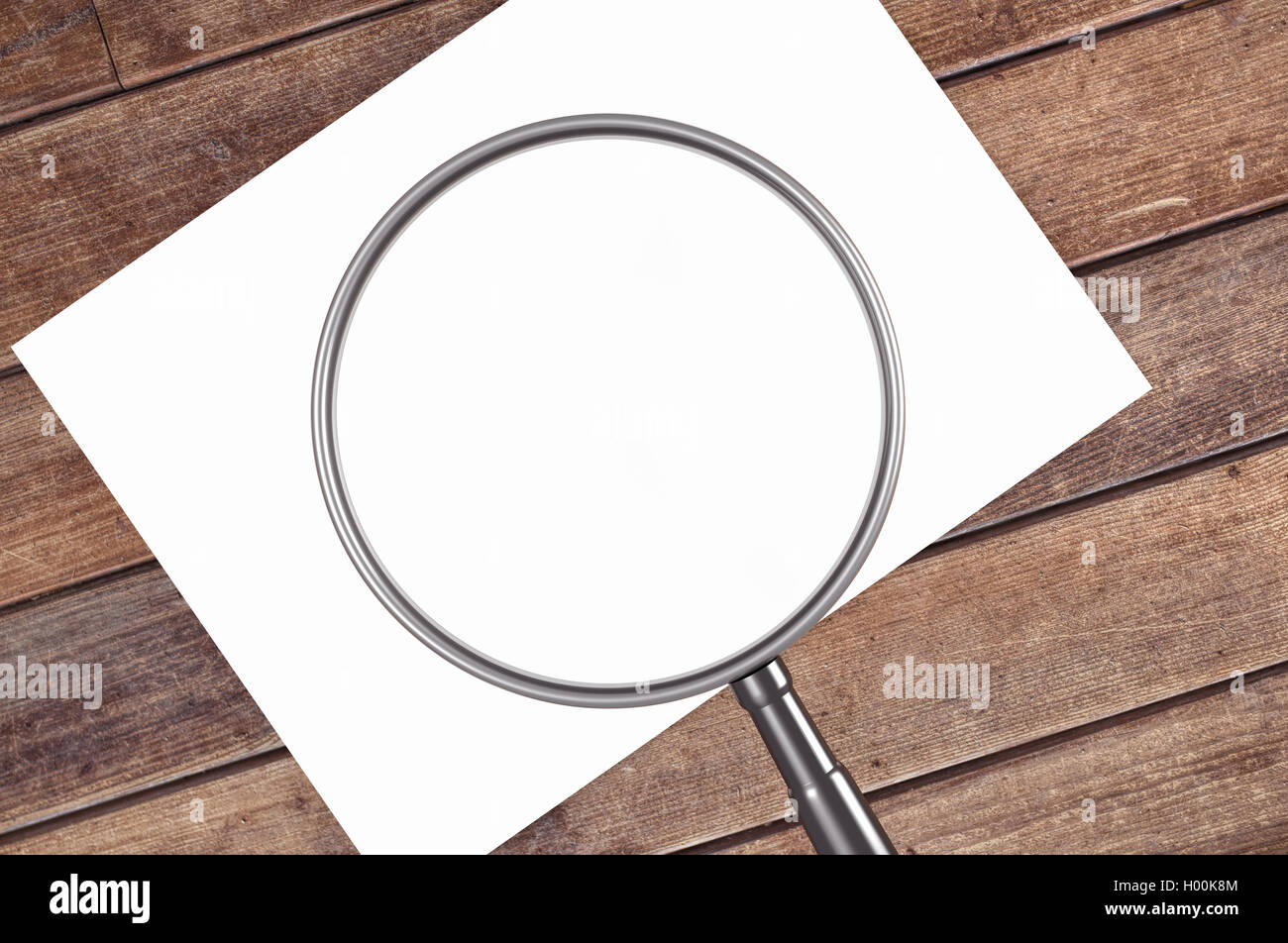 Magnifier and paper sheet with space for your text,3d rendering Stock ...