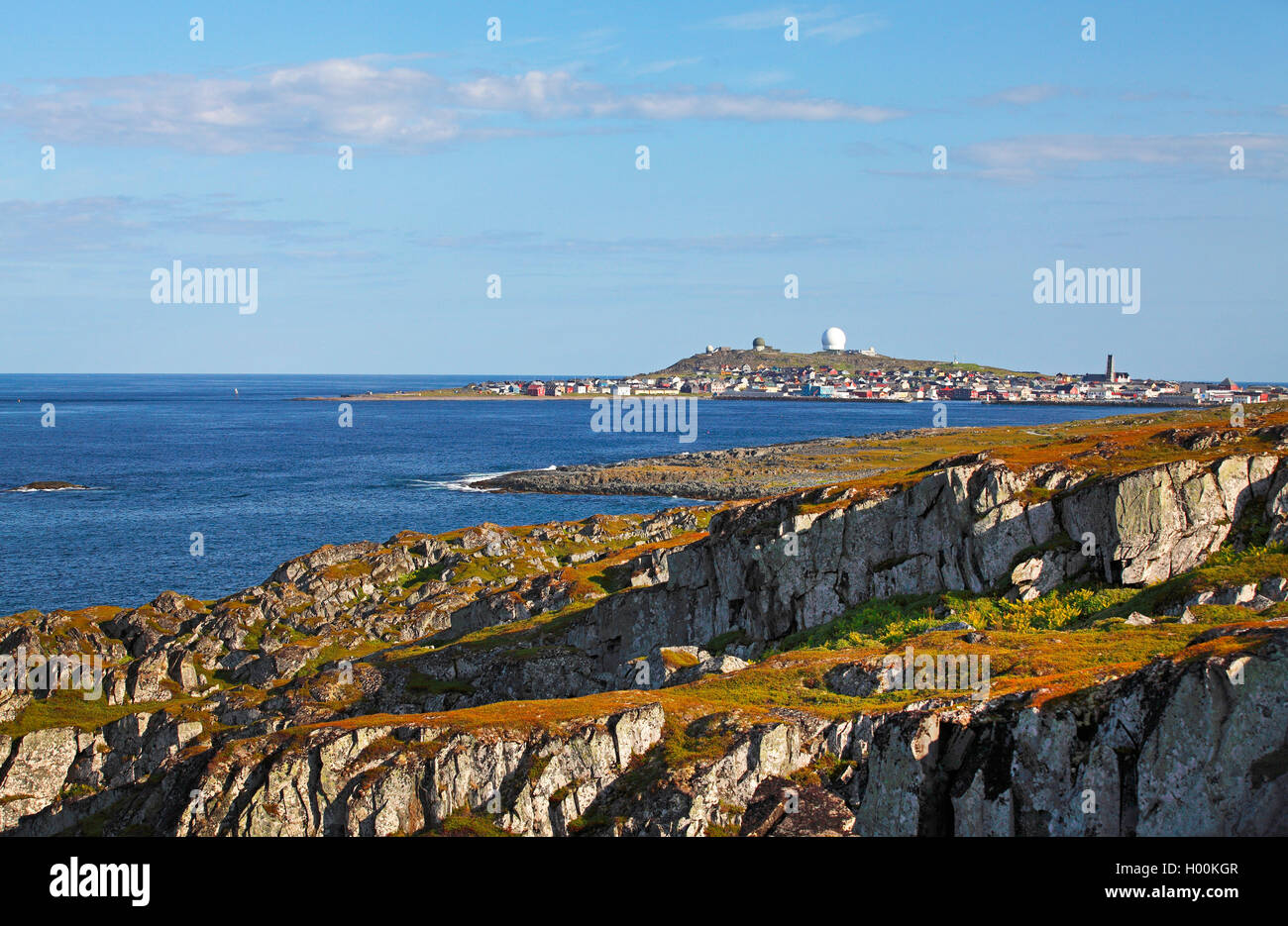 view to the radar station of Vardo, Norway, Vardoya, Finnmark, Vardo ...