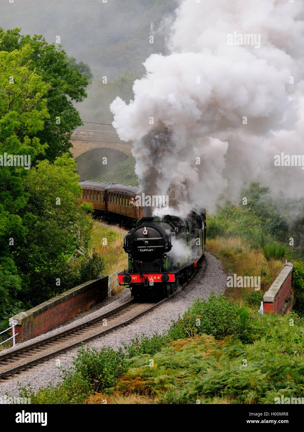 Double-headed steam train climbing the steep gradient at Darnholm on ...