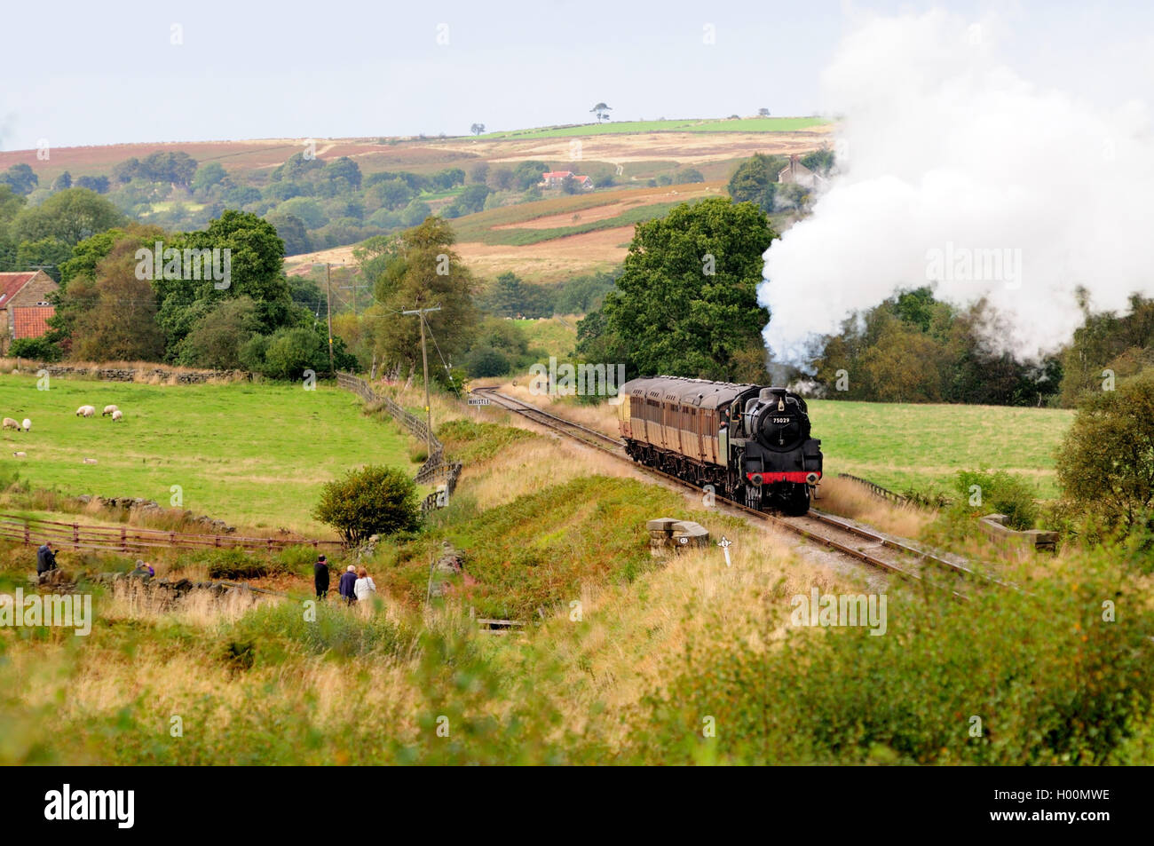 Steam train on the North Yorkshire Moors Railway attracts spectators as ...
