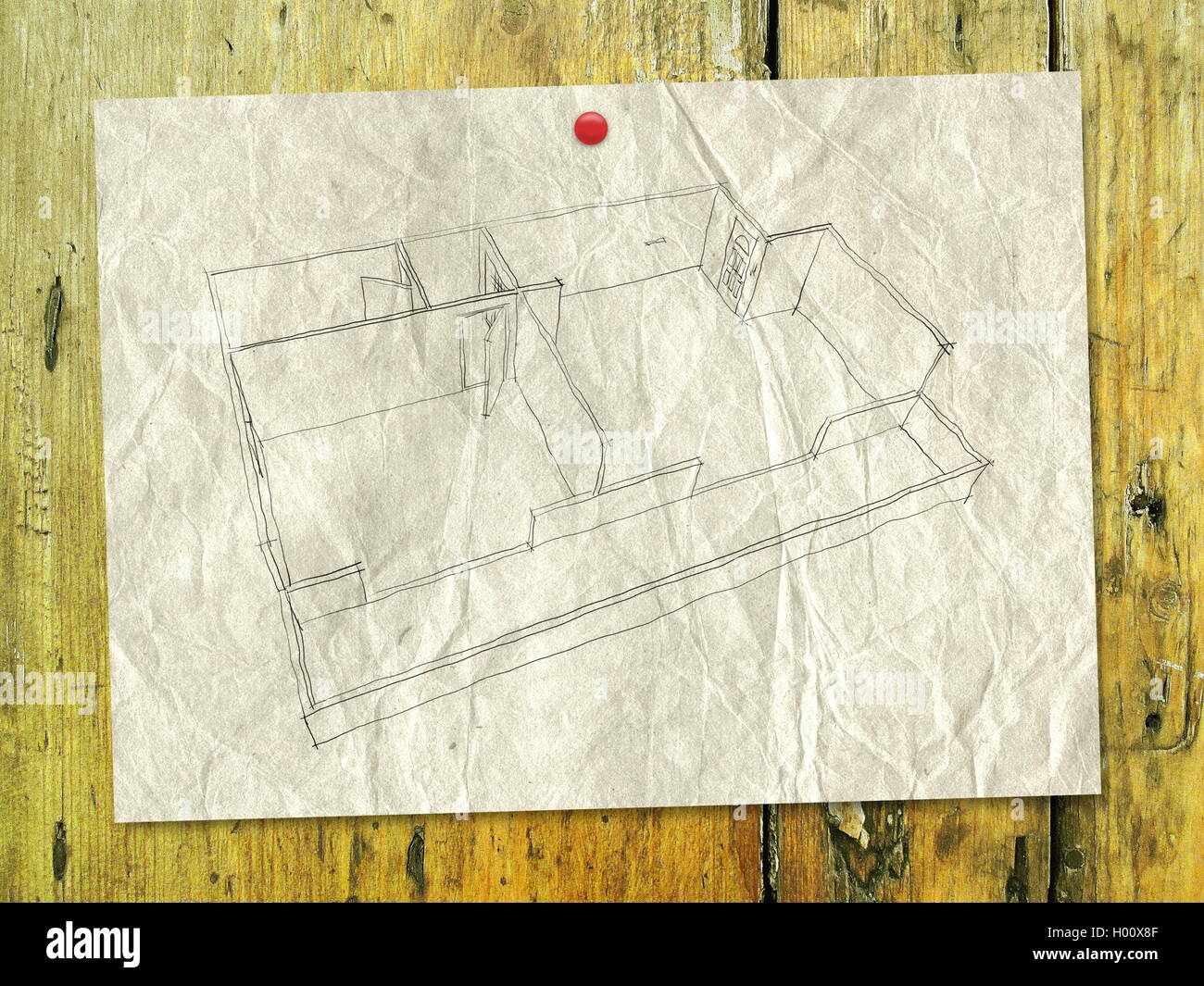 Digital 2d illustration freehand sketch drawing of empty home apartment ...