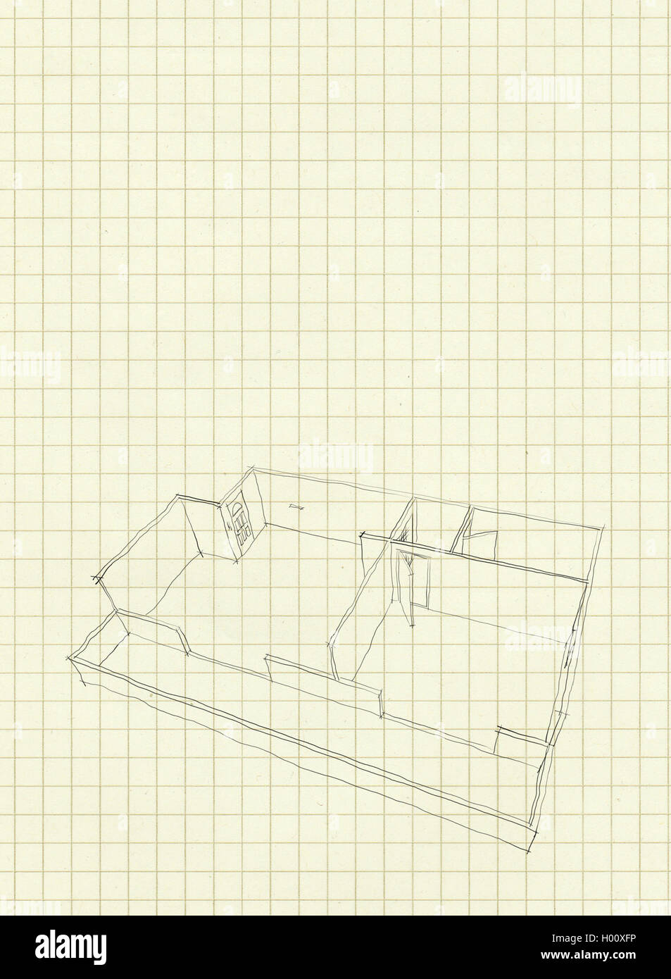Digital 2d illustration freehand sketch drawing of empty home apartment ...
