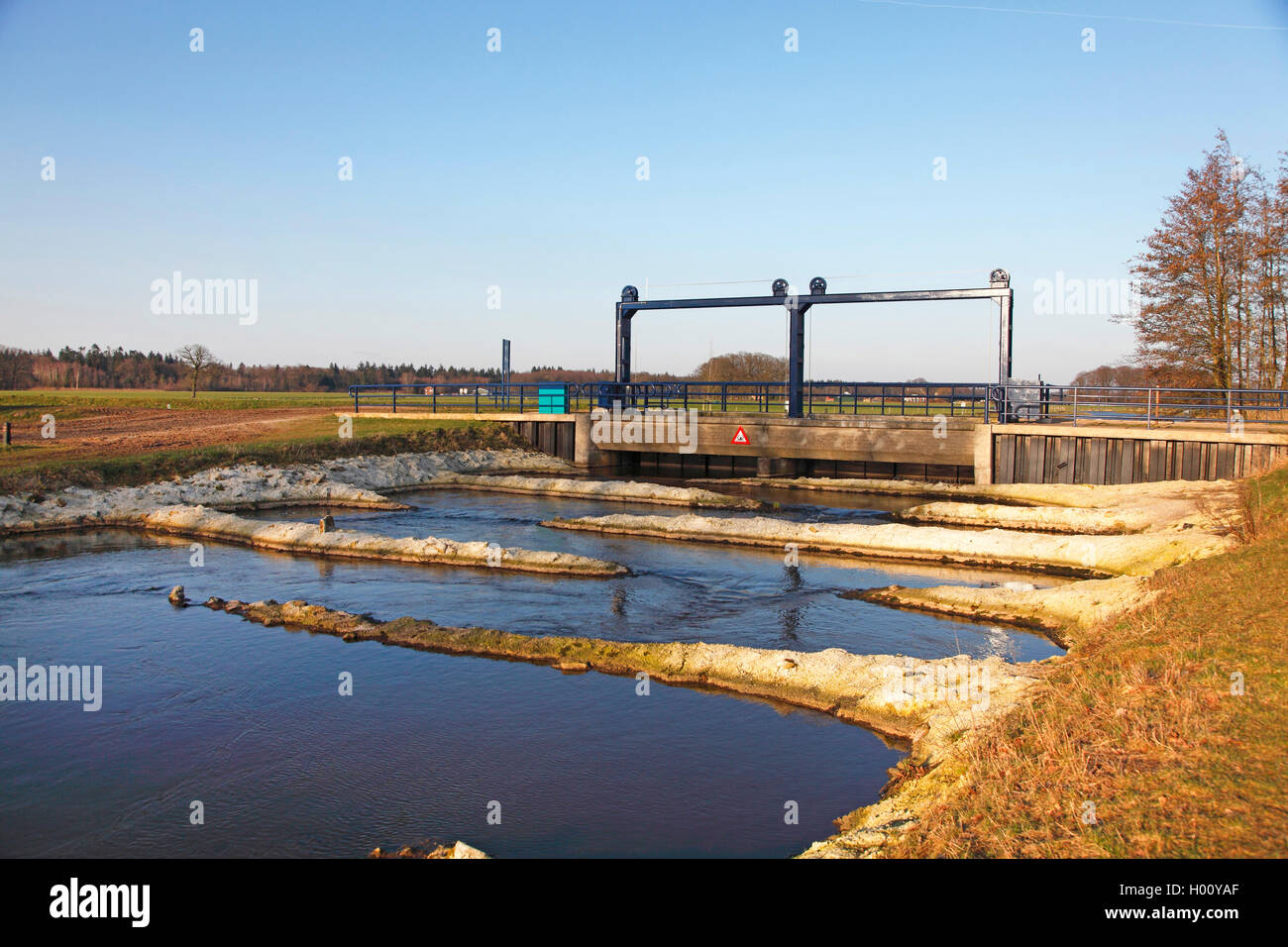 fish ladder at the river Berkel near Warnsveld, Netherlands, Gelderland ...
