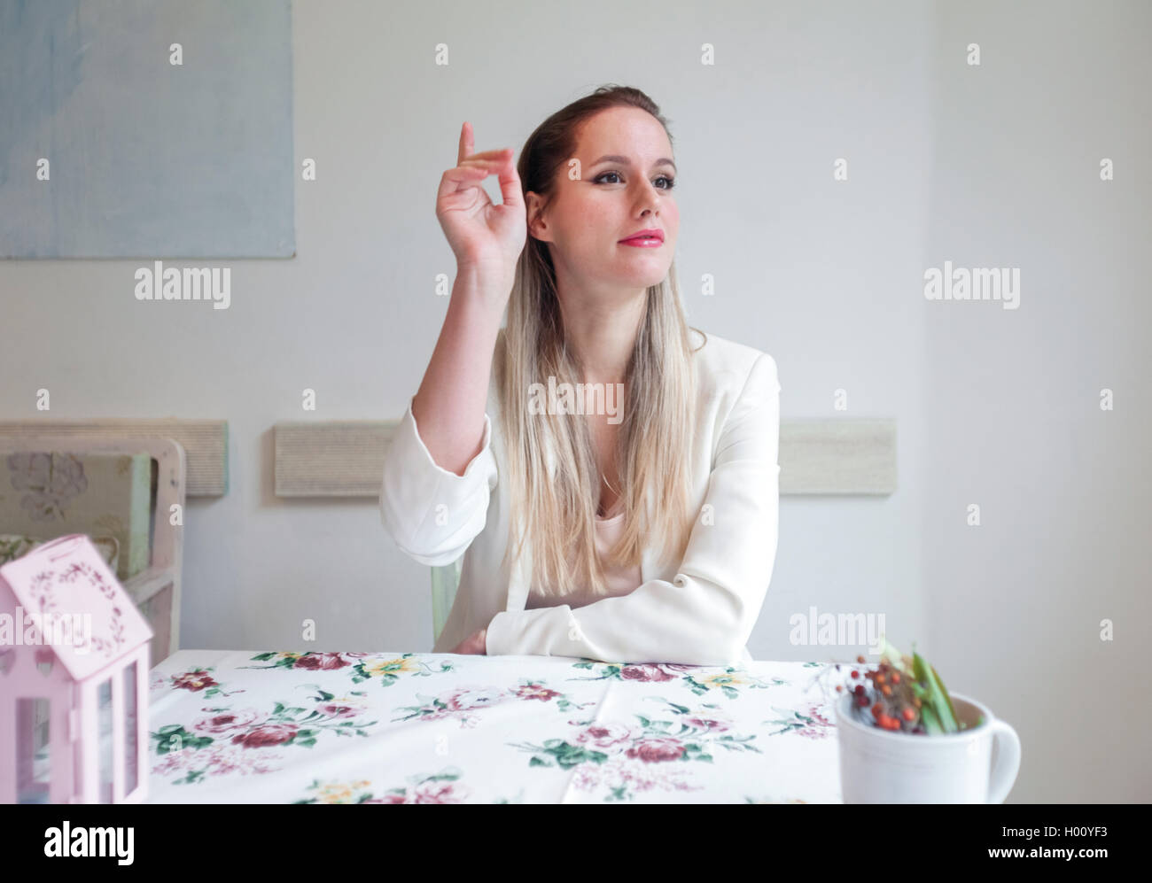 Woman calling waiter hi-res stock photography and images - Alamy