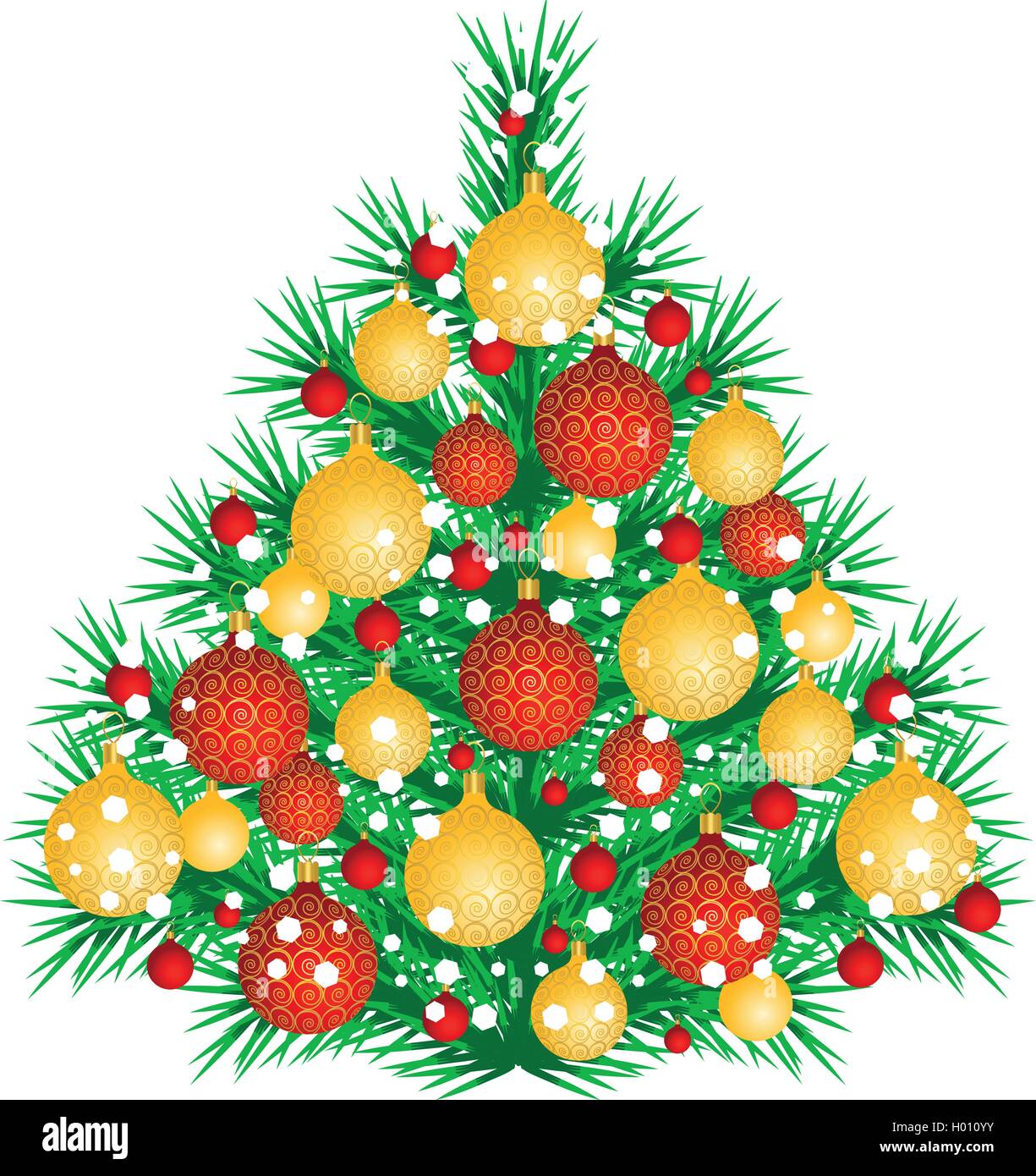 Christmas tree with red and yellow balls Stock Vector Image & Art - Alamy