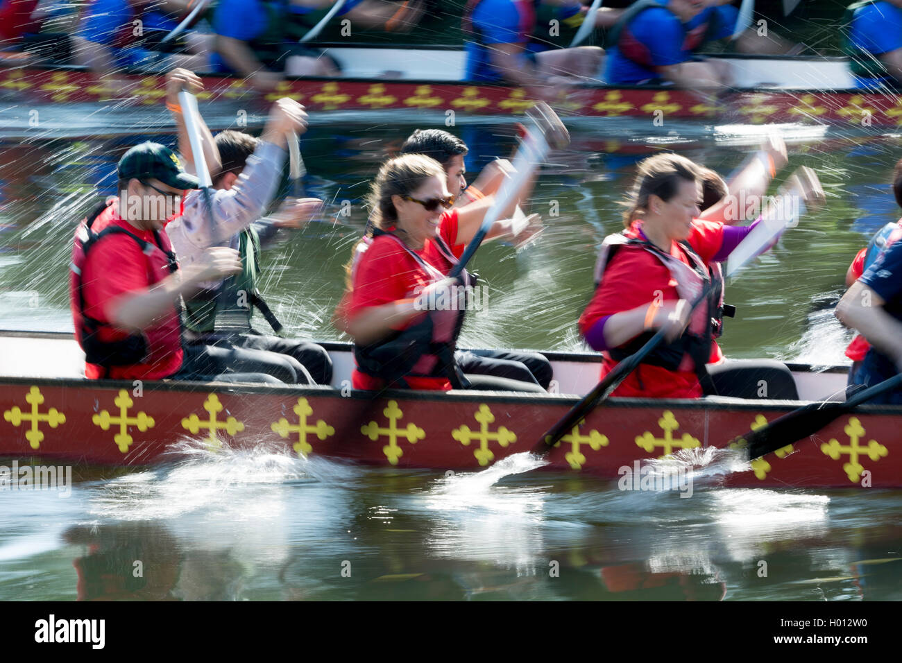 Dragon boat racing, action blur Stock Photo - Alamy