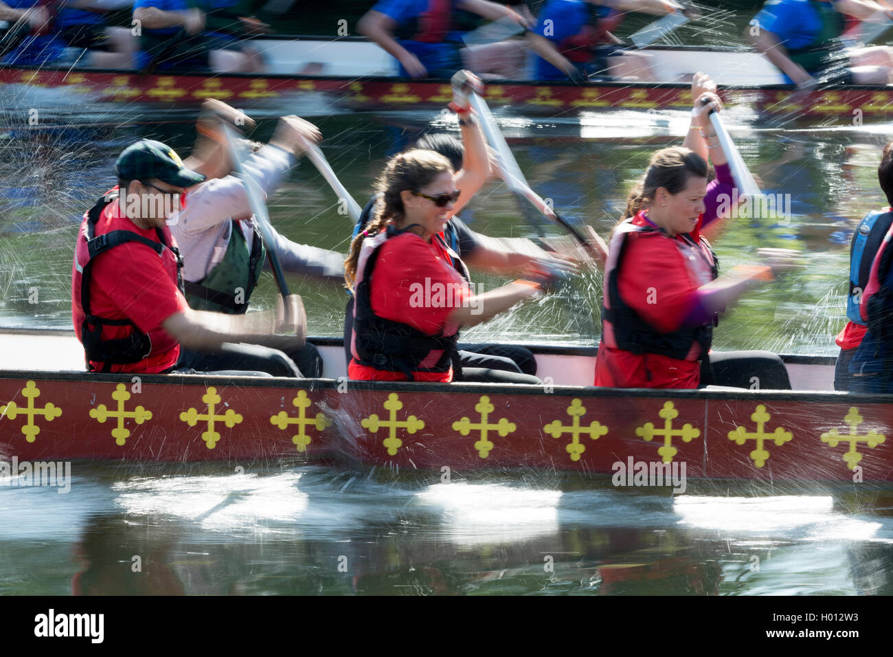 Dragon boat racing, action blur Stock Photo - Alamy