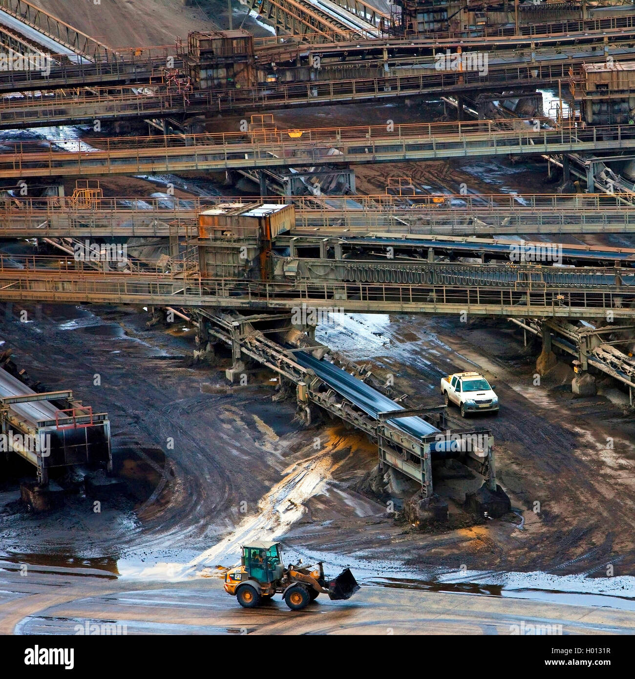 conveyor system of brown coal surface mining Inden, Germany, North ...