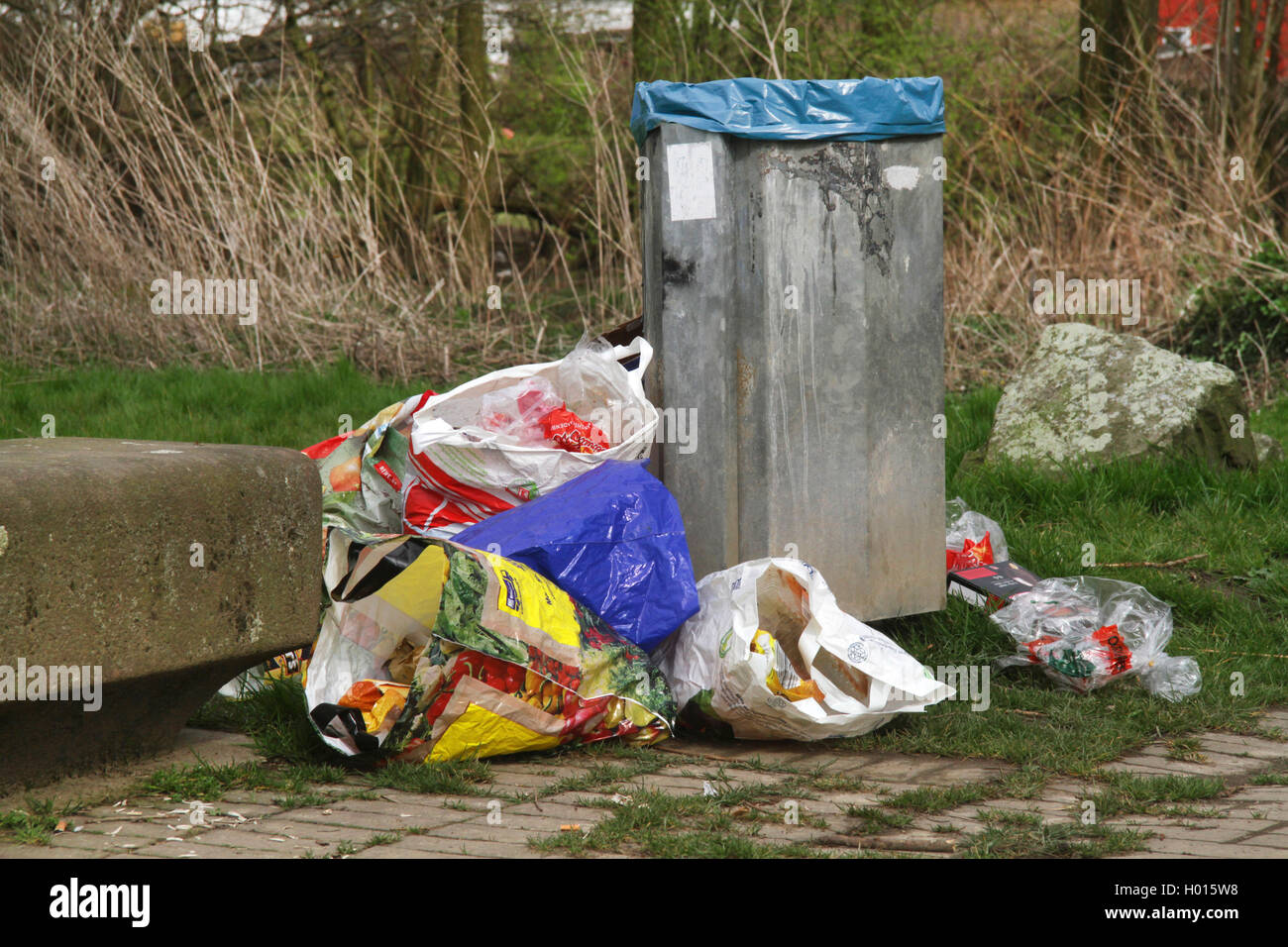 overfilled waste bin, Germany Stock Photo - Alamy