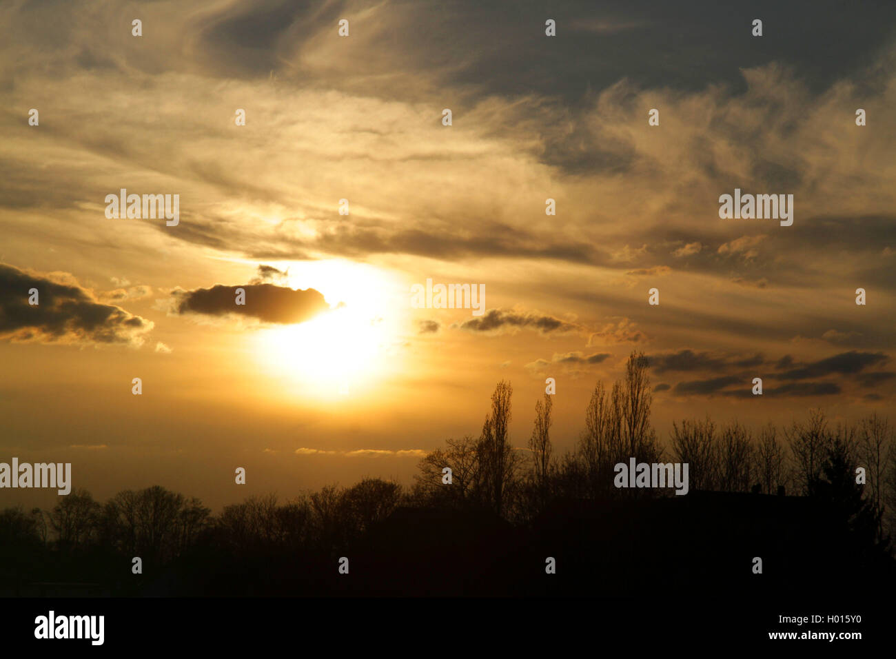 stratiform clouds in sunset, Germany Stock Photo - Alamy