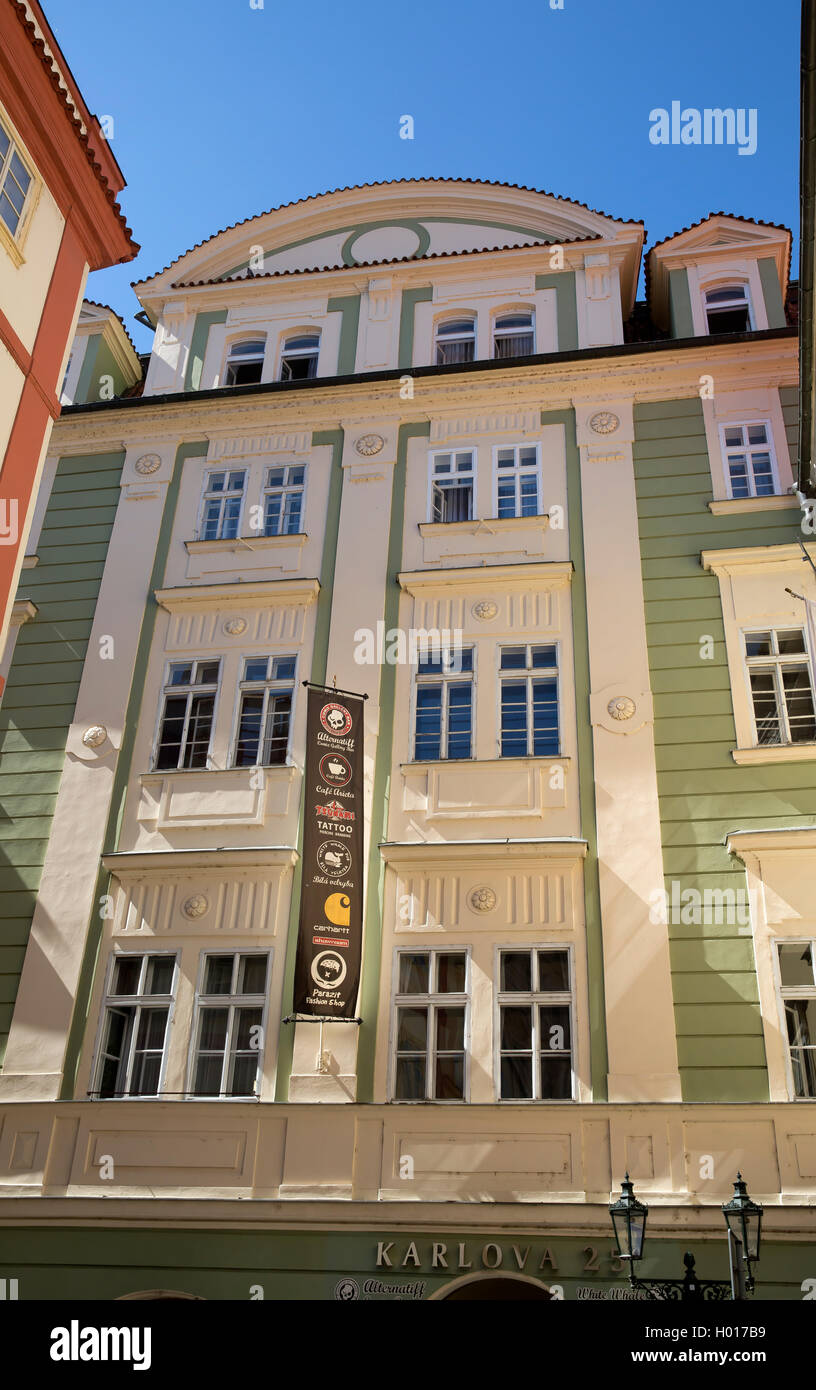 Blue skies over buildings in Prague Czech Republic Stock Photo - Alamy