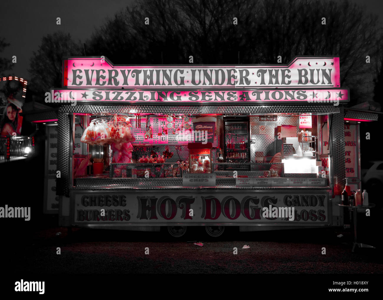 Burger stall at night Stock Photo - Alamy