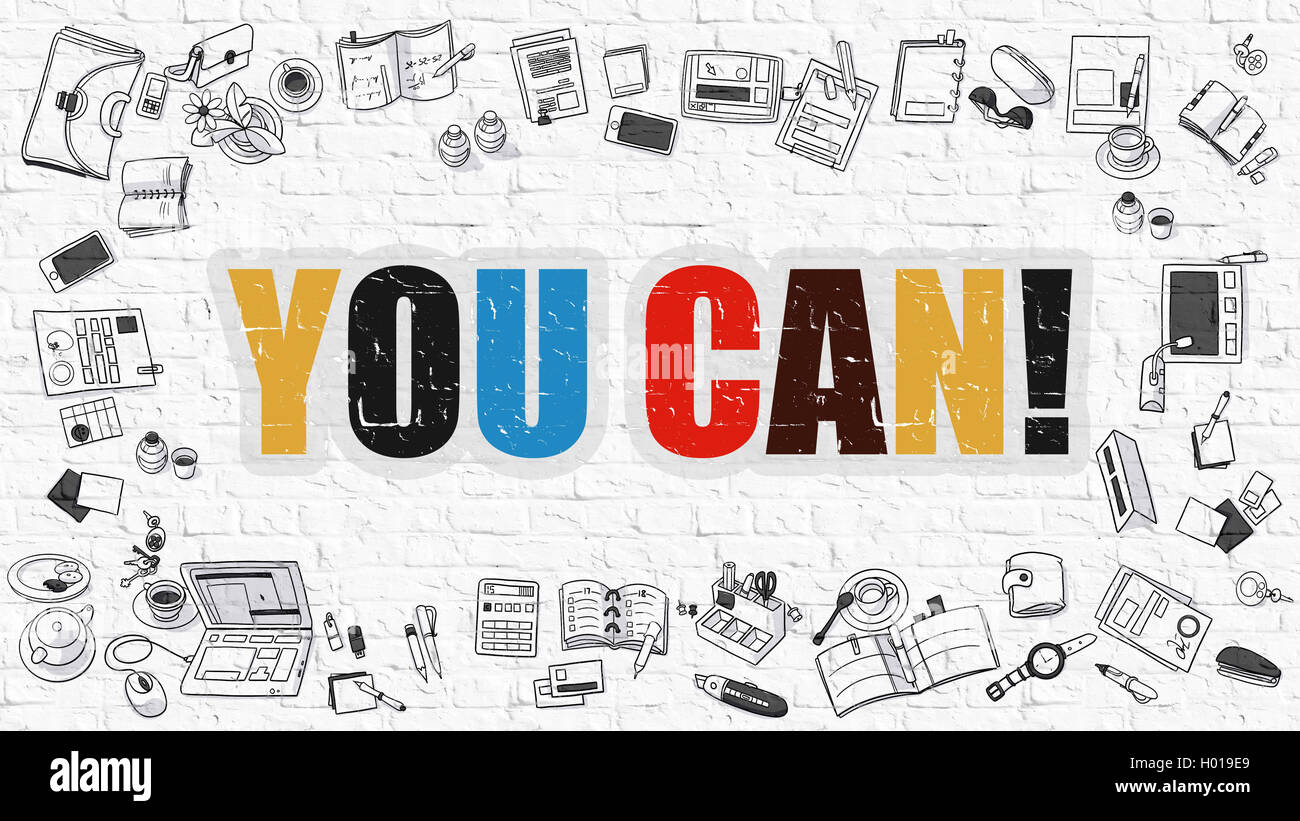 You Can Concept with Doodle Design Icons Stock Photo - Alamy