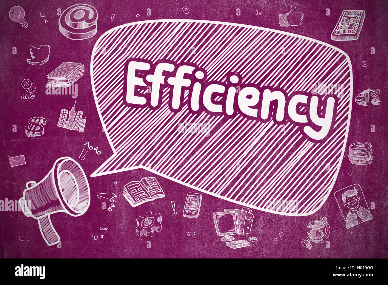 Efficiency - Cartoon Illustration on Purple Chalkboard Stock Photo - Alamy