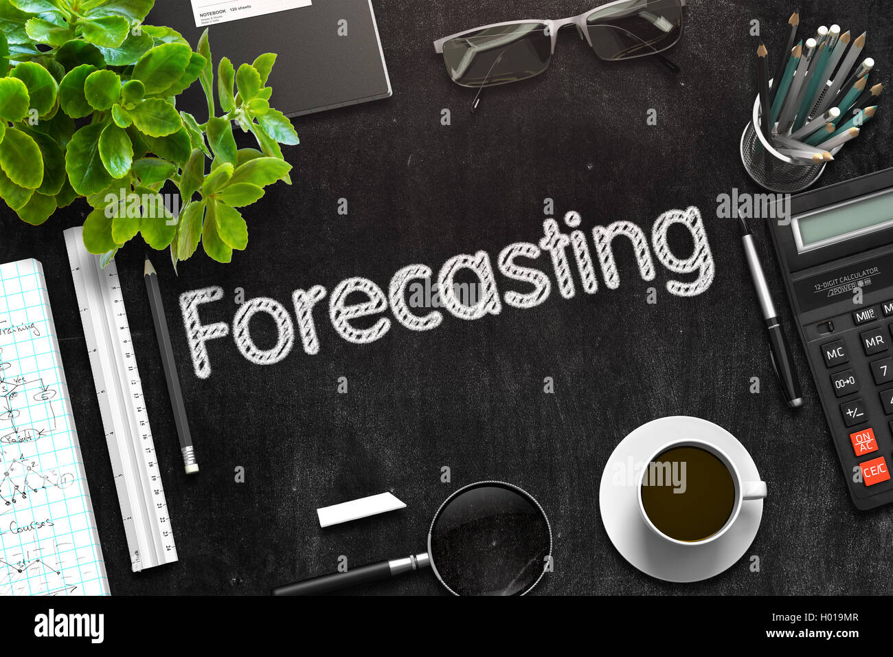 Forecasting - Text on Black Chalkboard. 3D Rendering Stock Photo - Alamy