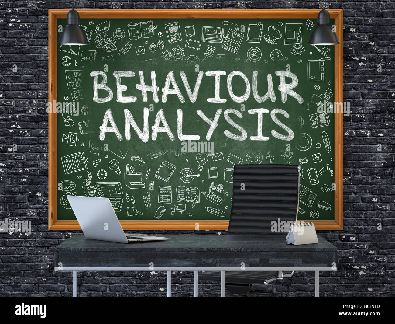 Chalkboard on the Office Wall with Behaviour Analysis Concept. 3D Stock ...