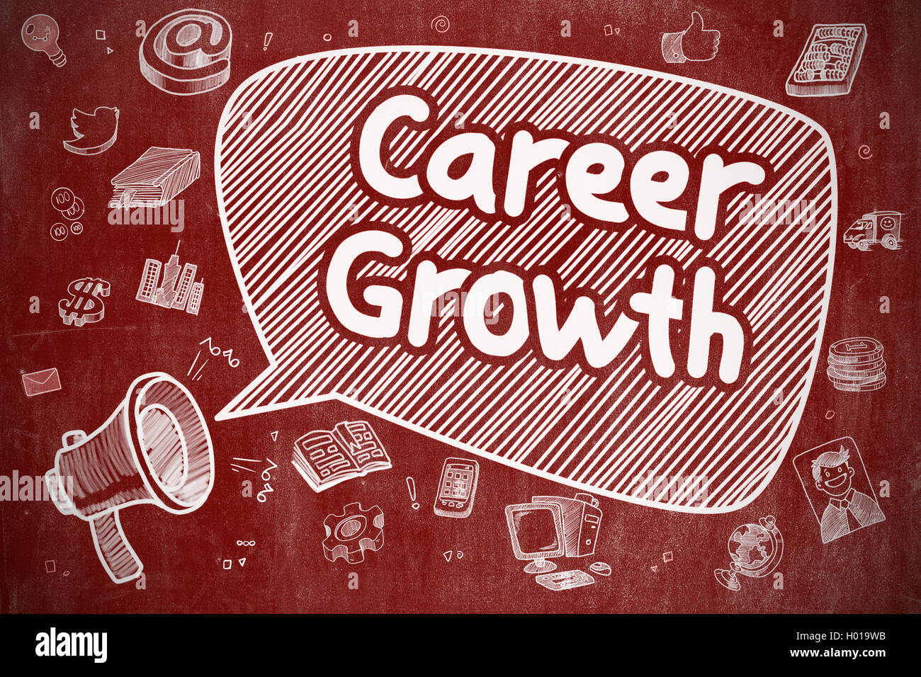 Career Growth - Cartoon Illustration on Red Chalkboard Stock Photo - Alamy